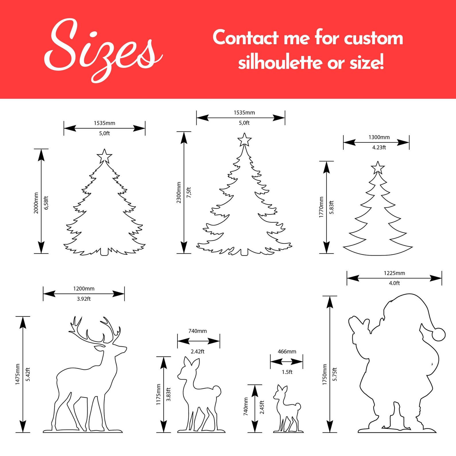 Printable Christmas Cutouts, DIY Santa Yard Decoration, Deer, Tree ...