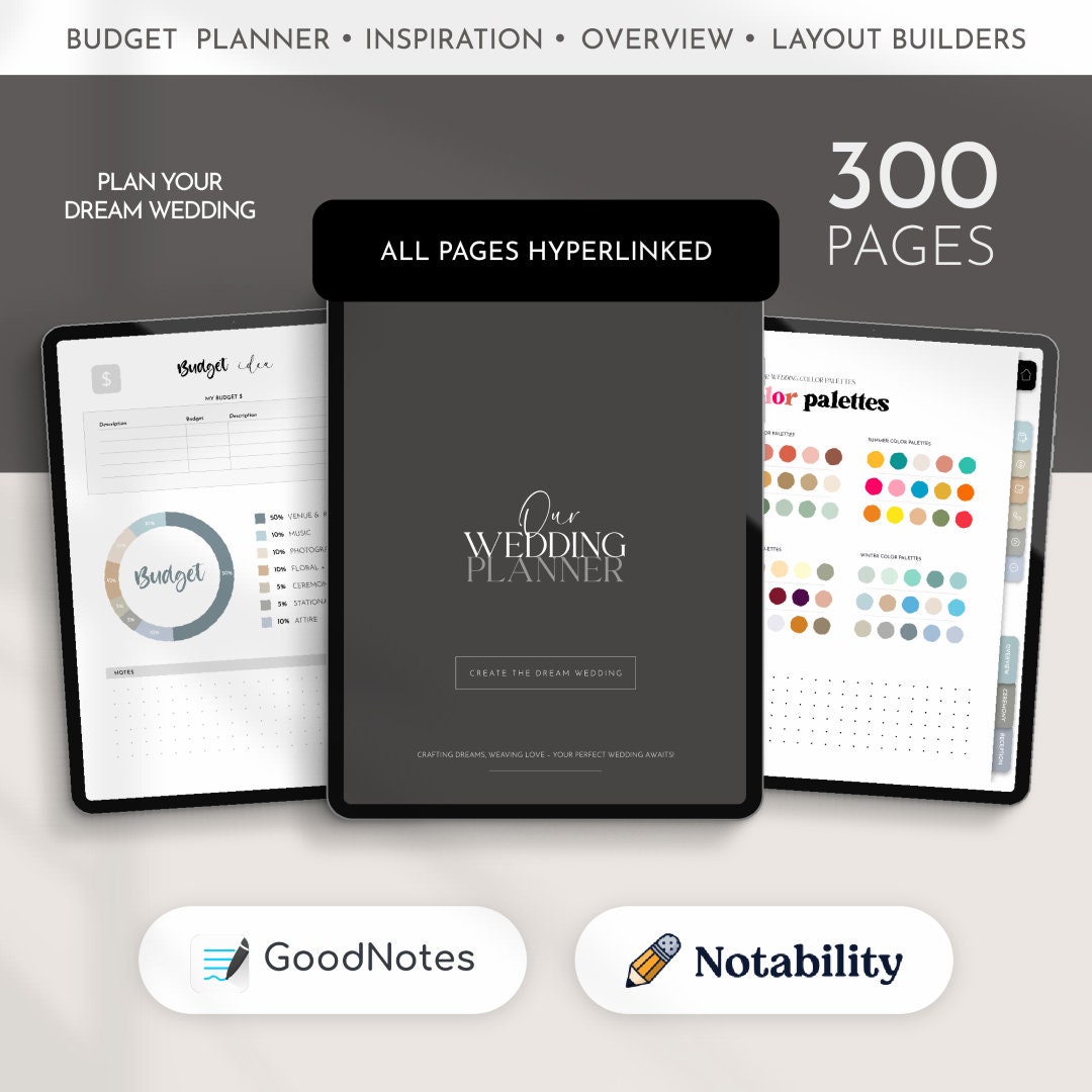 Goodnotes Digital Wedding Planner Template, Day Binder With Checklists ...