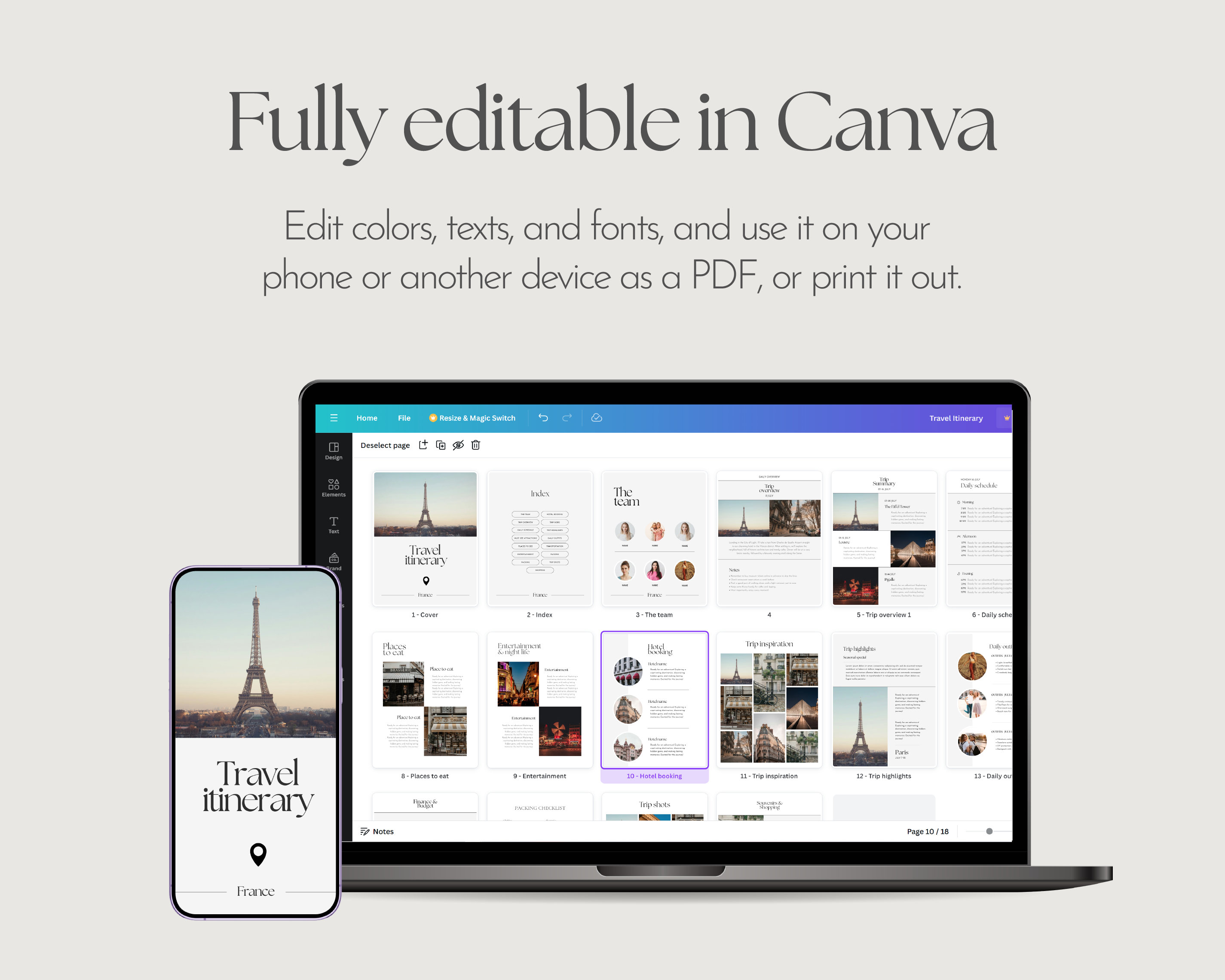 Custom Travel Itinerary Template, Personalized Trip Planner, Digital ...