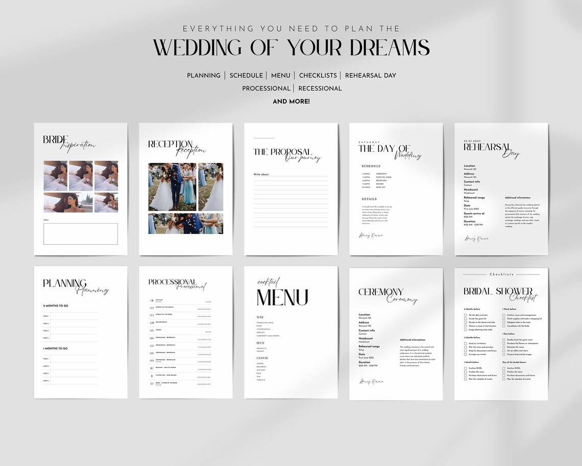 Day of Wedding Binder Template, Wedding Itinerary Template, Wedding ...