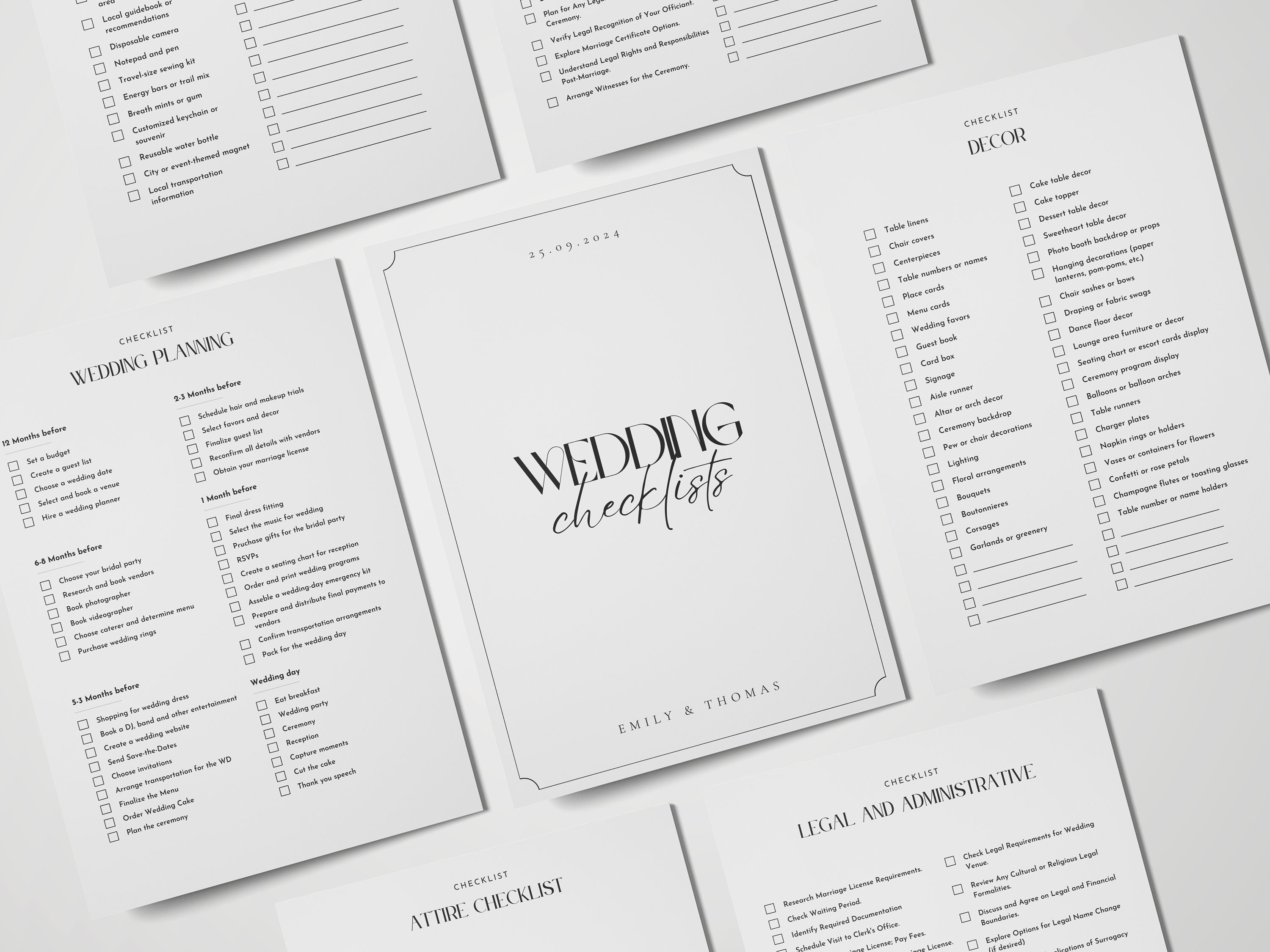 Wedding Checklist Template Bundle, Printable Bridal Organizer ...