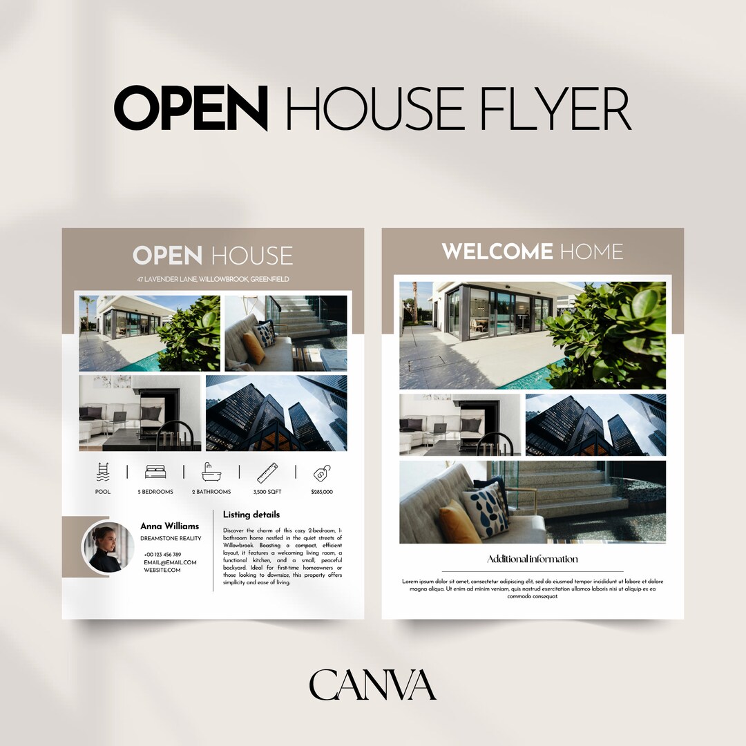 Printable Open House Flyer Template, Real Estate Marketing (PDF) - Etsy