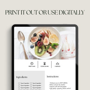 Printable Cookbook Template - Custom Recipe and Meal Planner - Digital ...