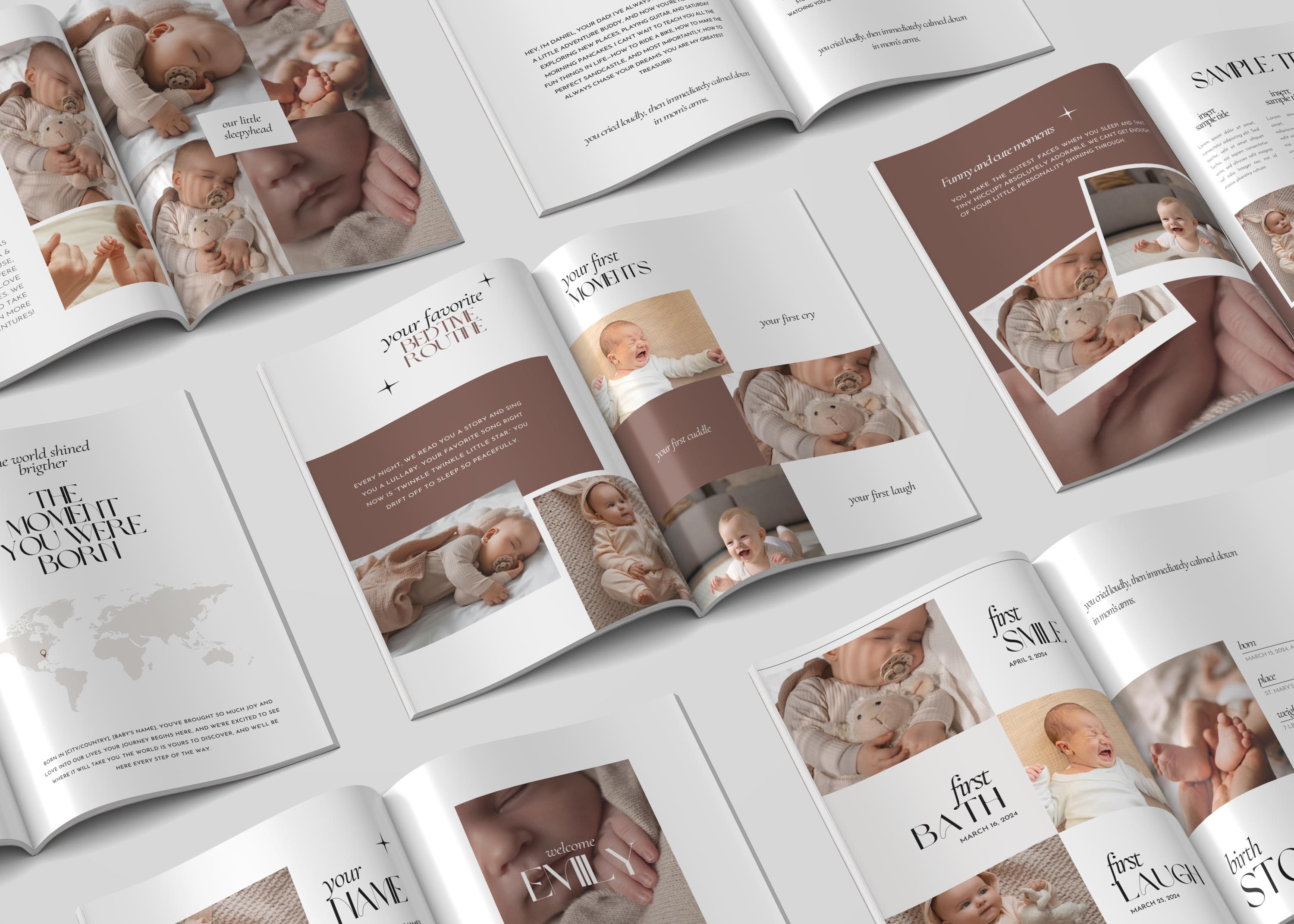 Newborn Baby Memory Magazine – Canva Template, Photo Album (printable ...