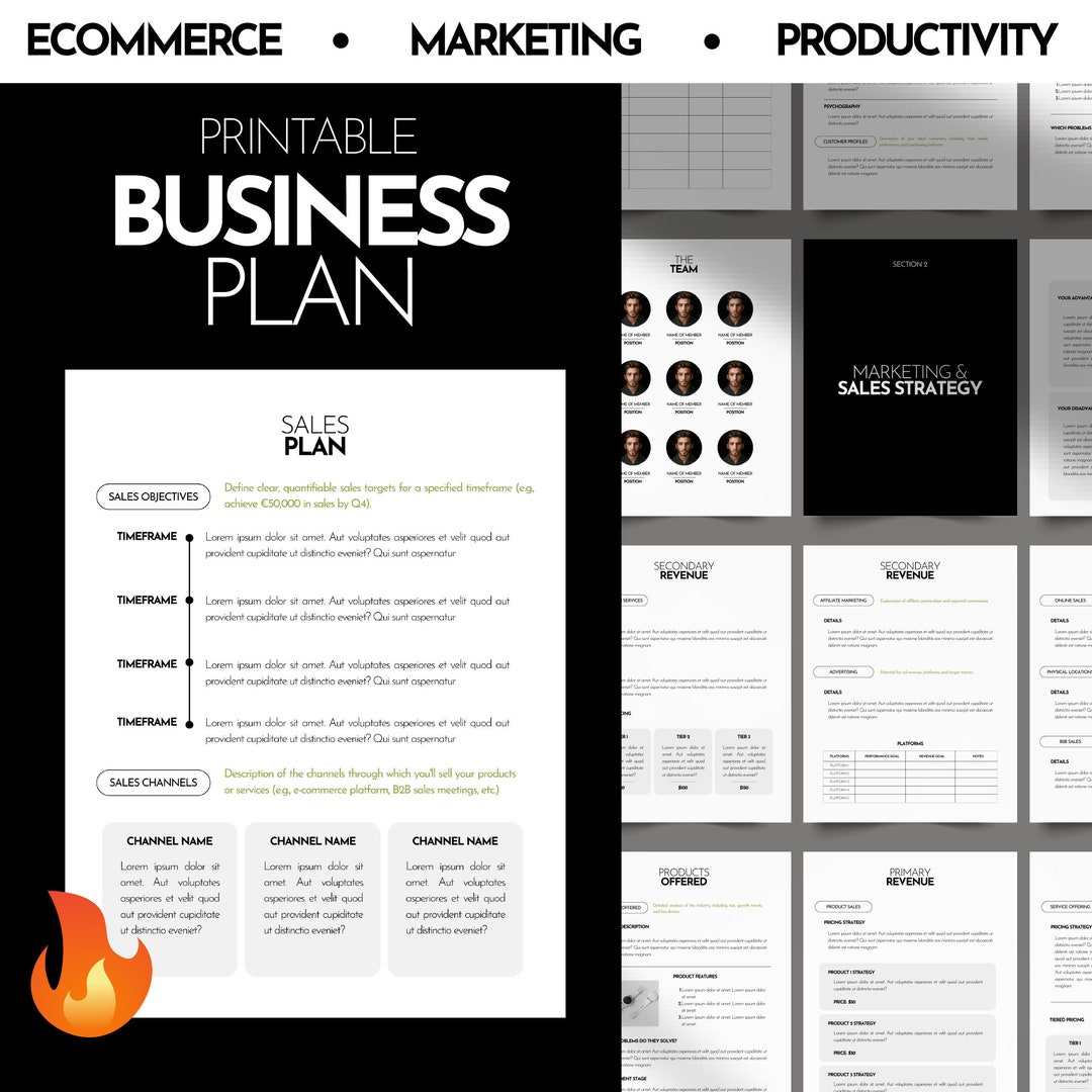 Printable Business Plan Template, Small Business, Startup Strategy ...