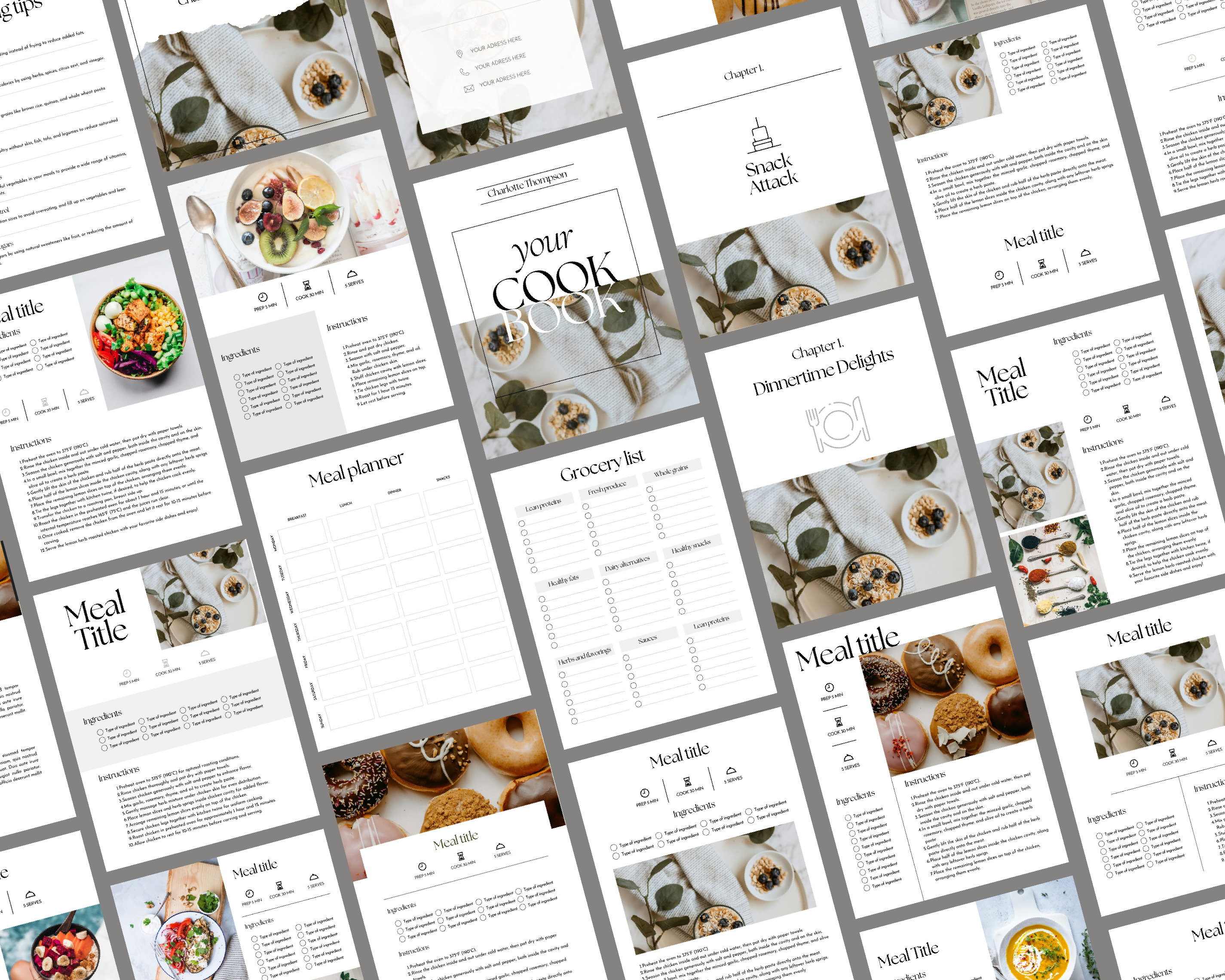 Printable Cookbook Template Custom Recipe and Meal Planner Digital DIY ...
