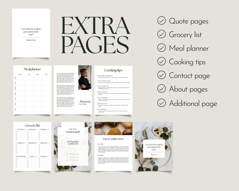 Printable Cookbook Template Custom Recipe and Meal Planner Digital DIY ...