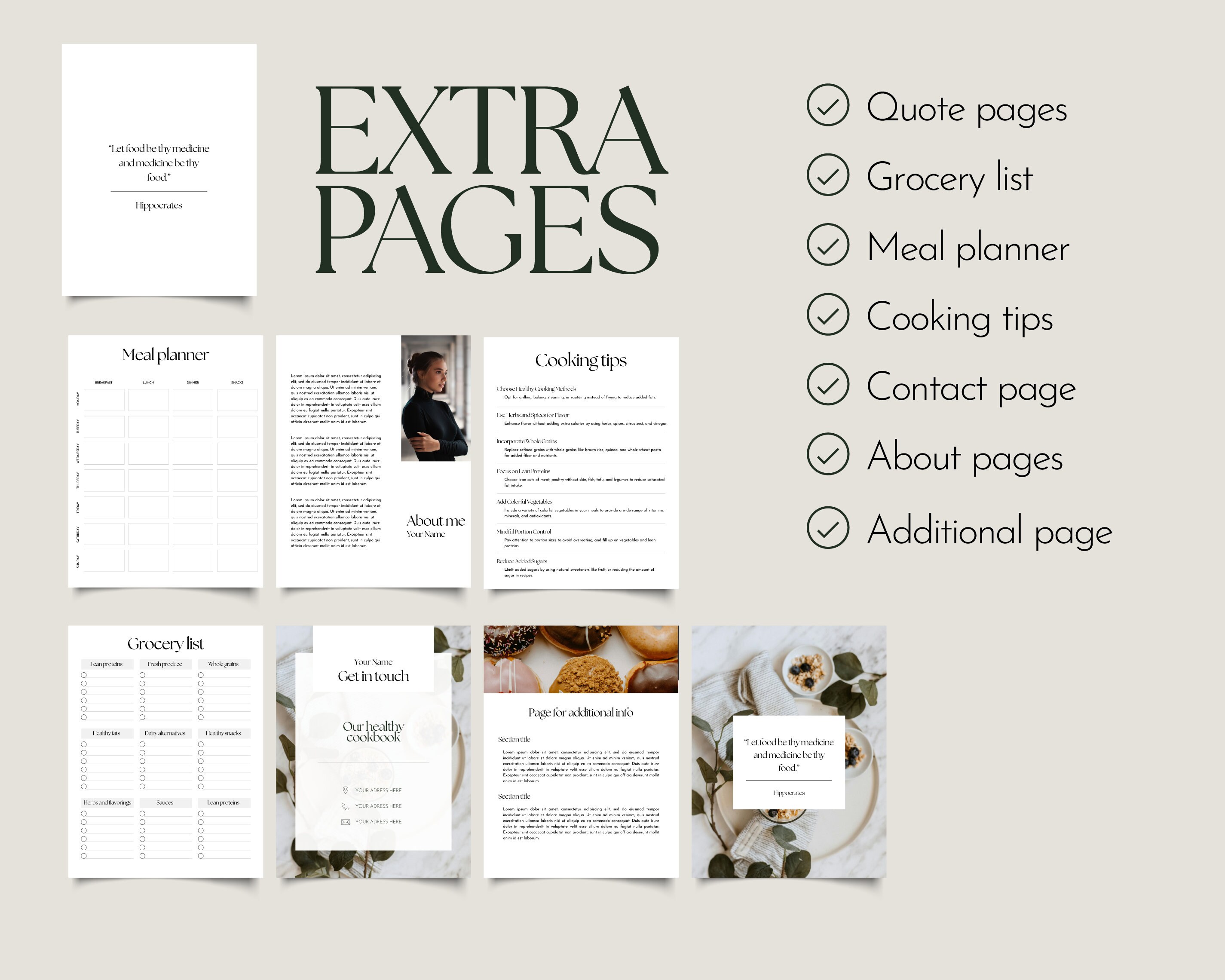 Printable Cookbook Template Custom Recipe and Meal Planner Digital DIY ...
