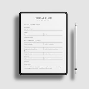 Bridal Hair Contract Template, Wedding Hair Styling Agreement ...