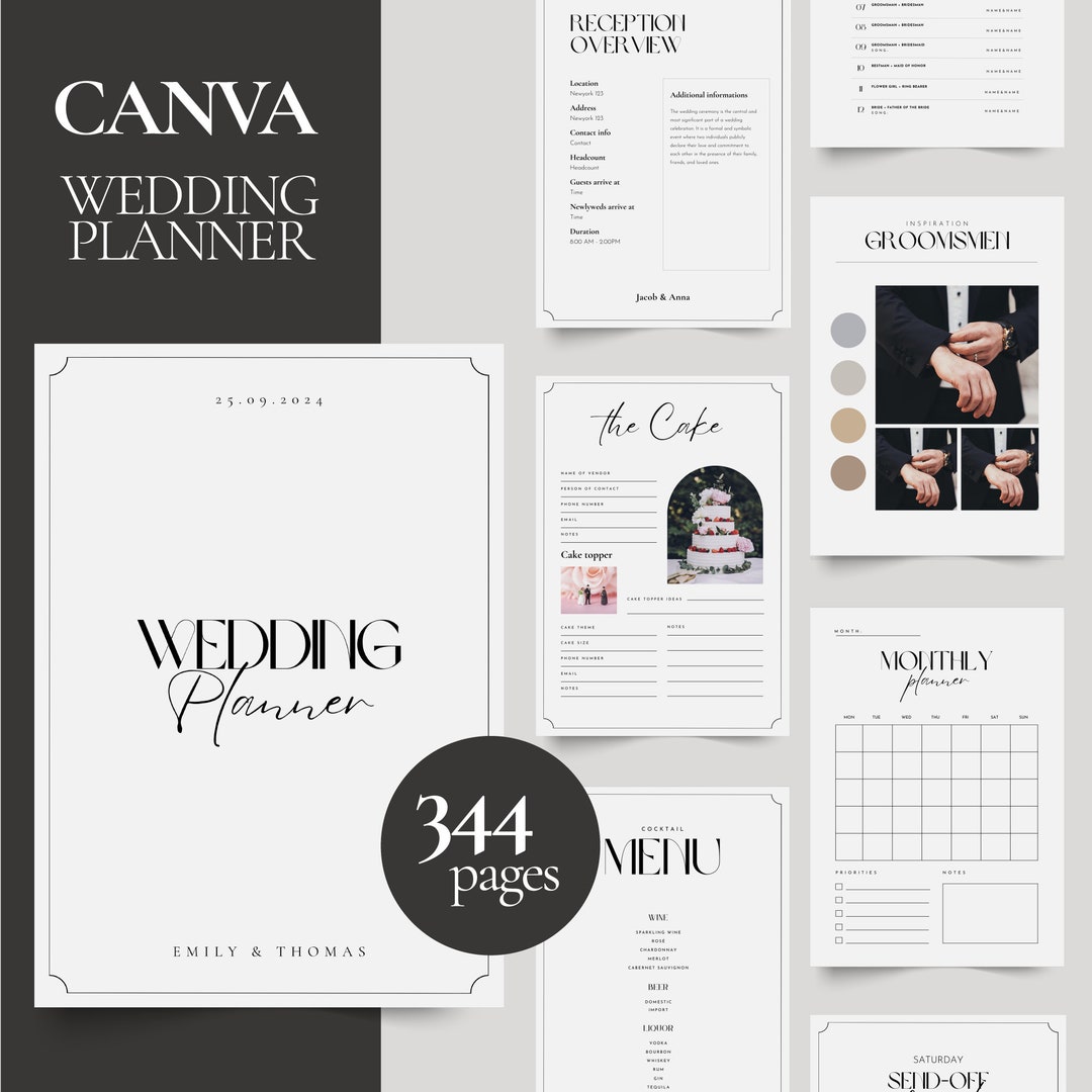 Canva Wedding Planner Template, Printable Wedding Day of Binder With ...