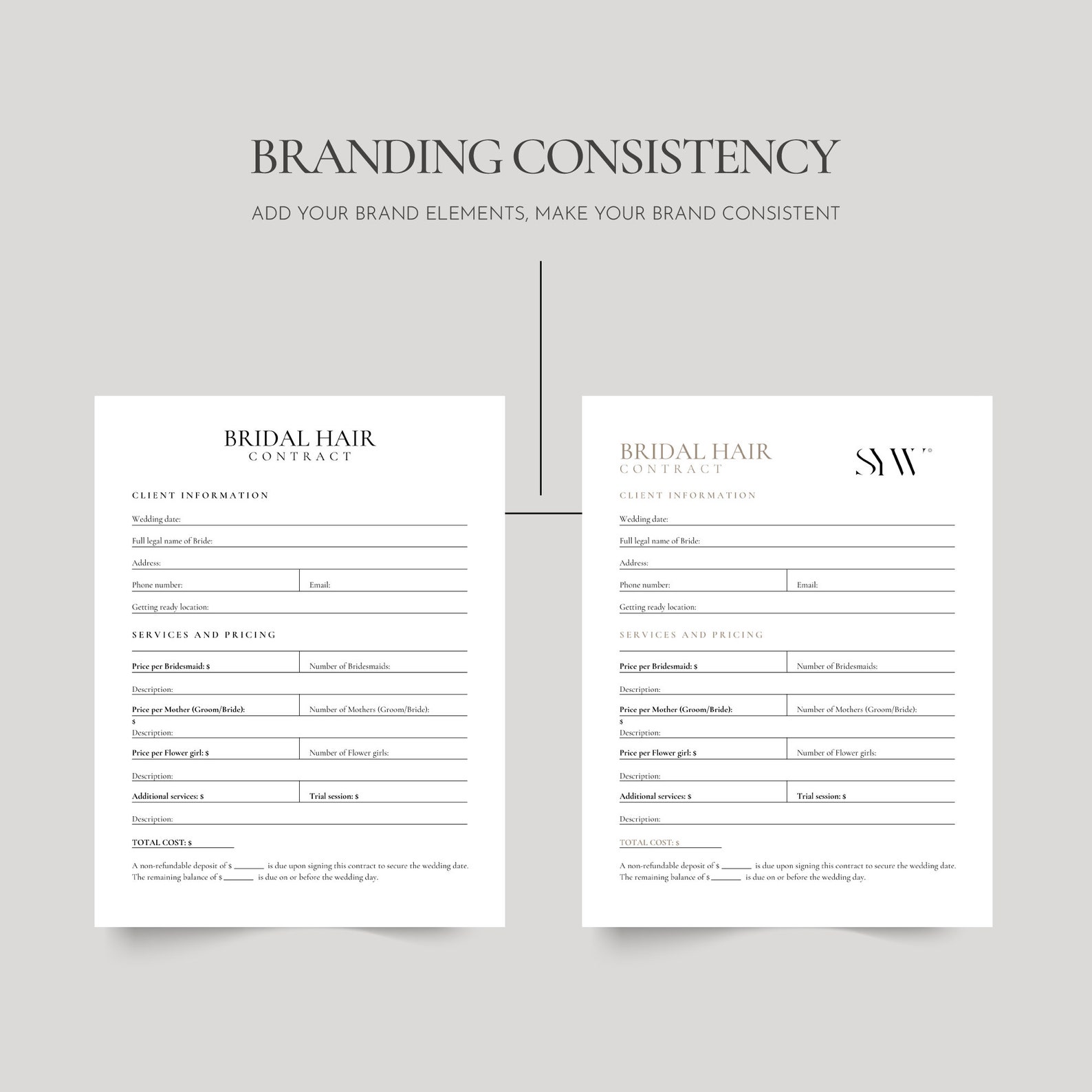 Bridal Hair Contract Template, Wedding Hair Styling Agreement ...