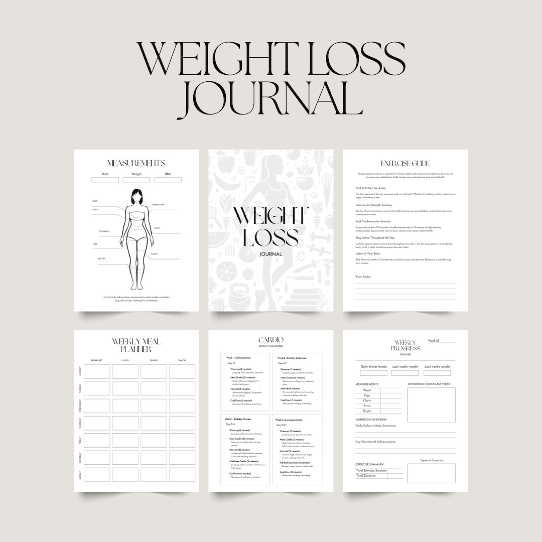 Printable Weight Loss Journal Template, Fitness Planner, Health Tracker ...