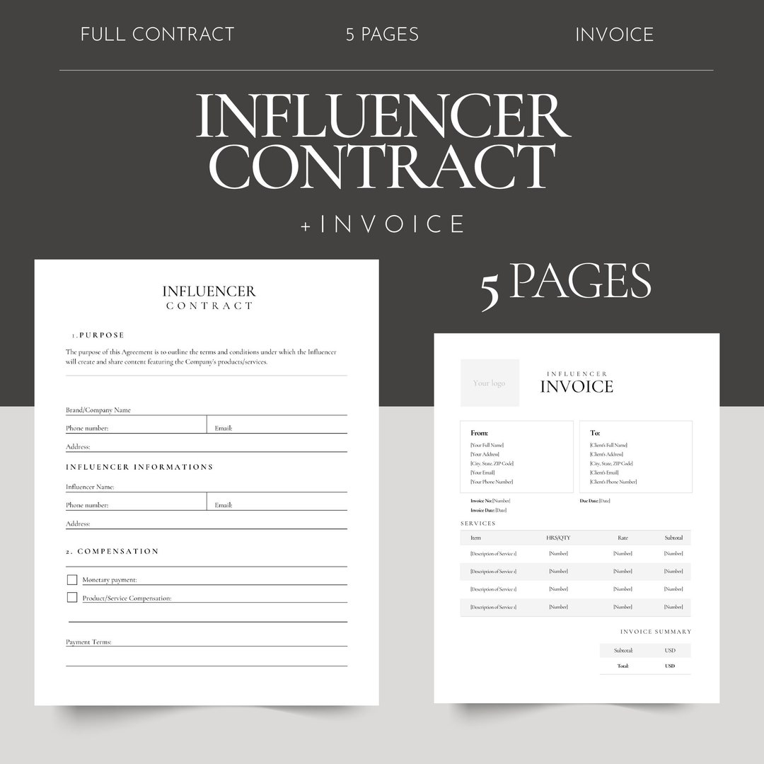 Customizable Influencer Agreement Contract Template | Social Media ...