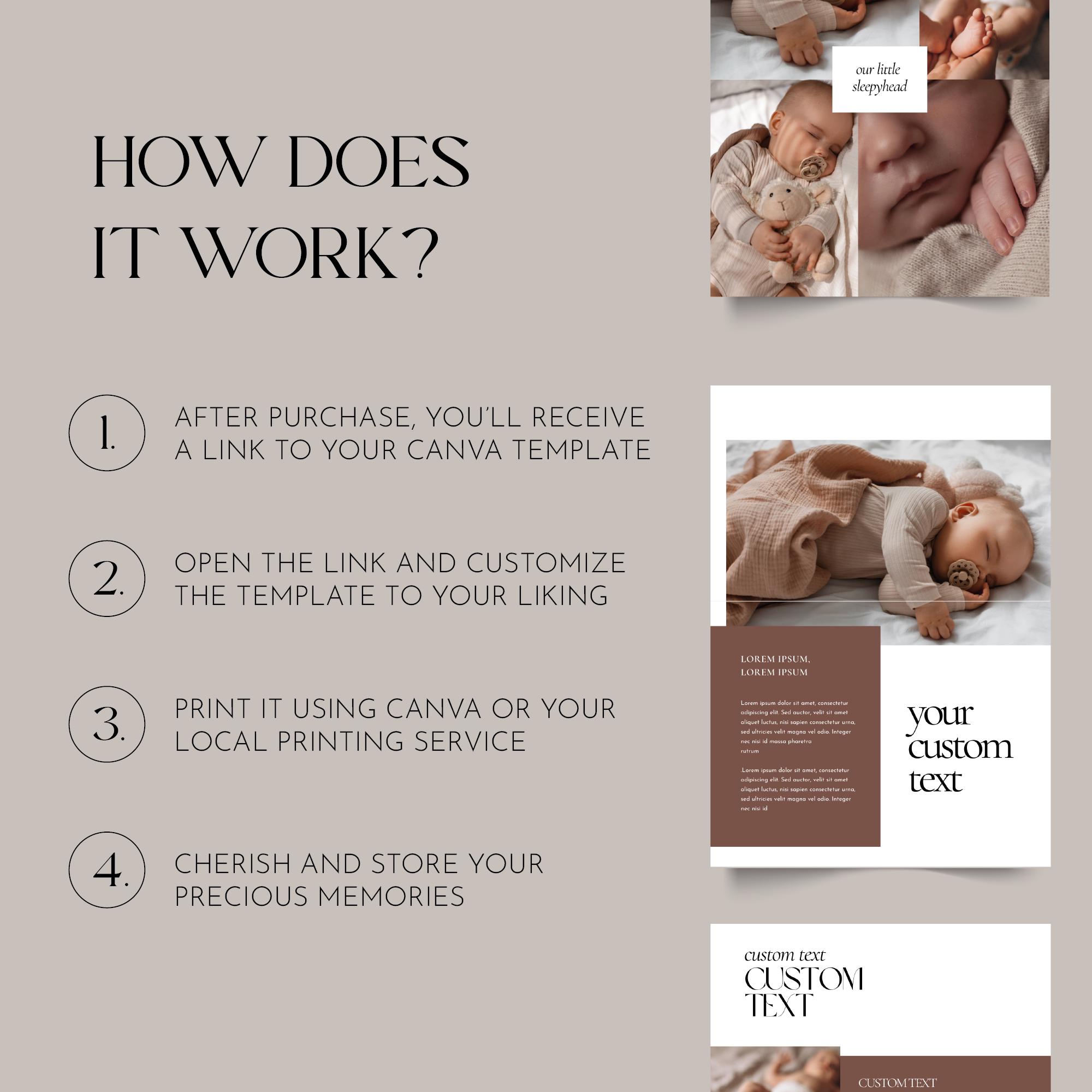 Newborn Baby Memory Magazine – Canva Template, Photo Album (printable ...