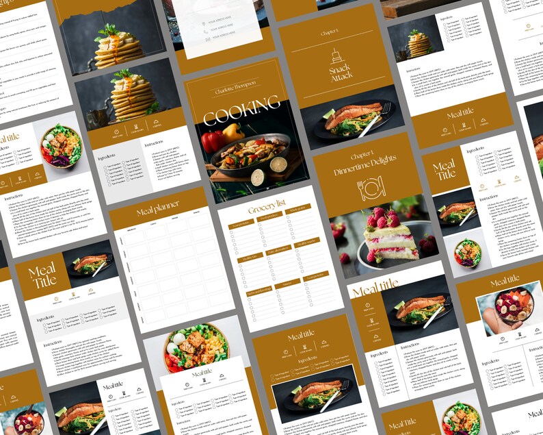 Cookbook Template for Canva, Editable Recipe Book, Home Cooking, Food ...