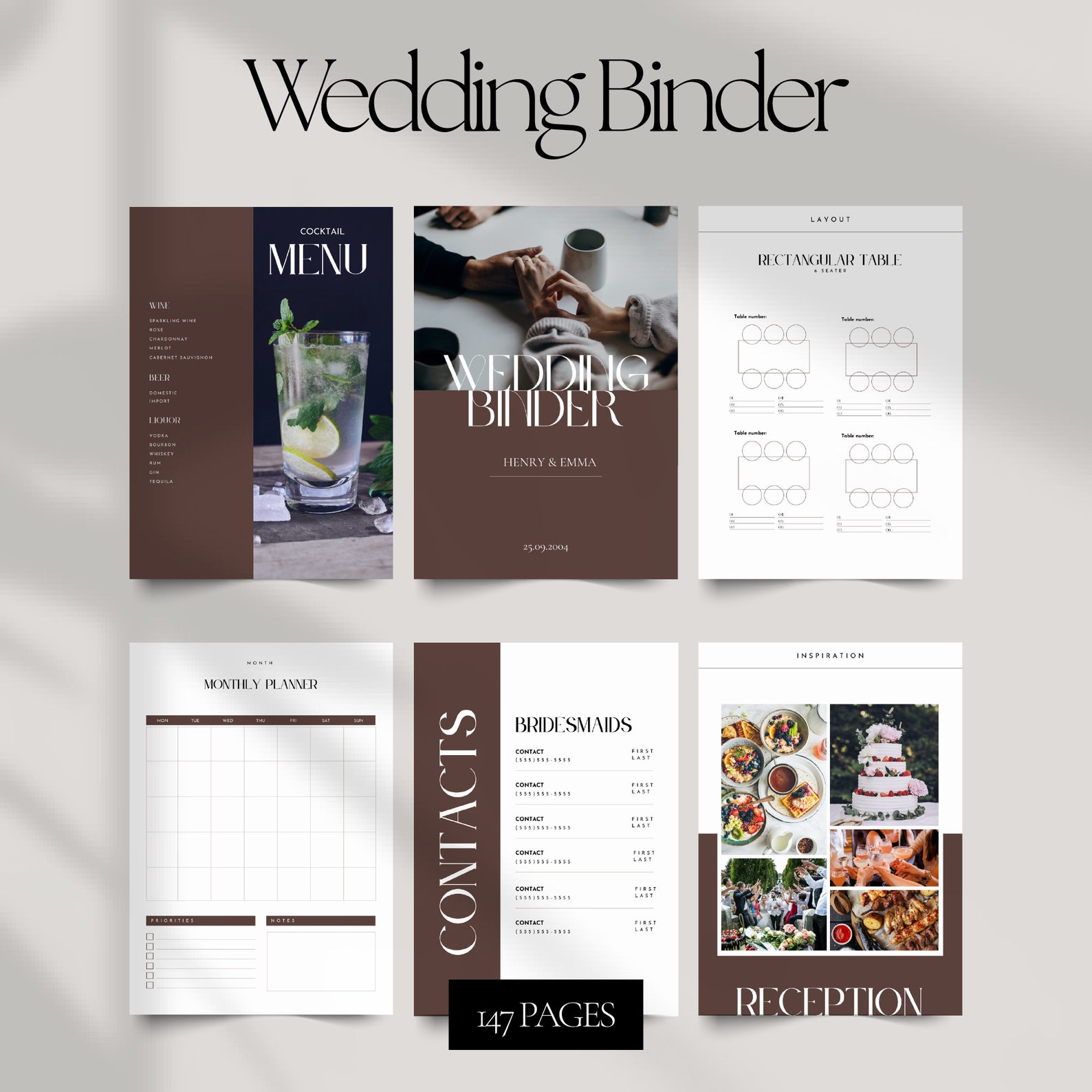 Printable Wedding Planner Binder, Minimalist Design (digital Download ...