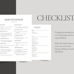 Printable Maid of Honor Planner, Wedding Duties Checklist (PDF) - Etsy
