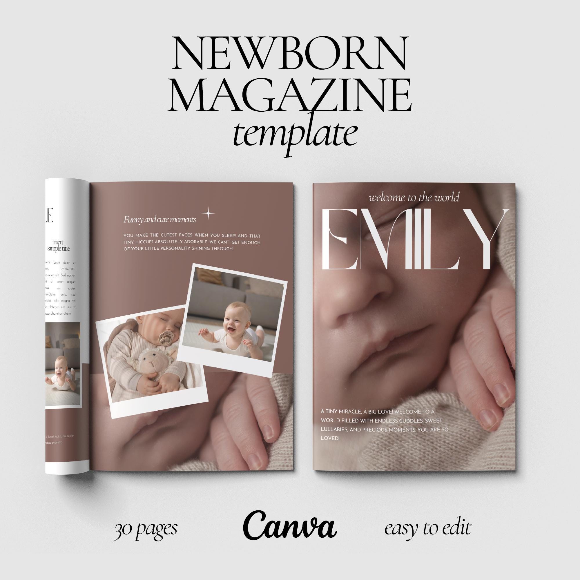 Newborn Baby Memory Magazine – Canva Template, Photo Album (printable ...
