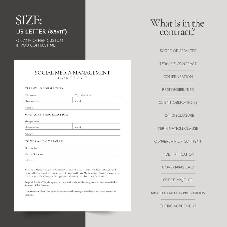 Social Media Manager Contract Template, Digital Marketing Agreement ...