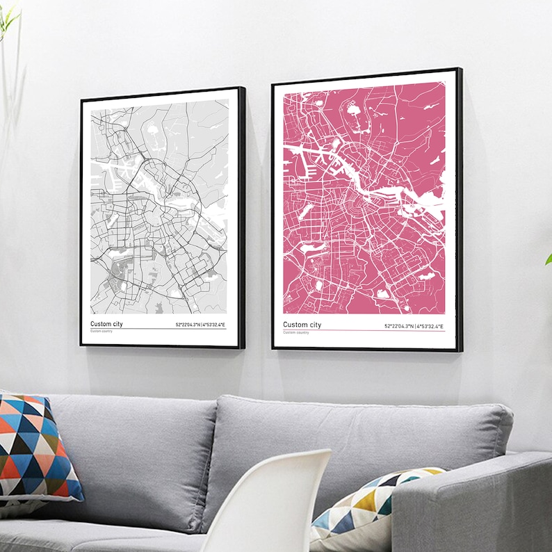 Customized City Print, Digital Download, Any City Map, Personalized Map ...
