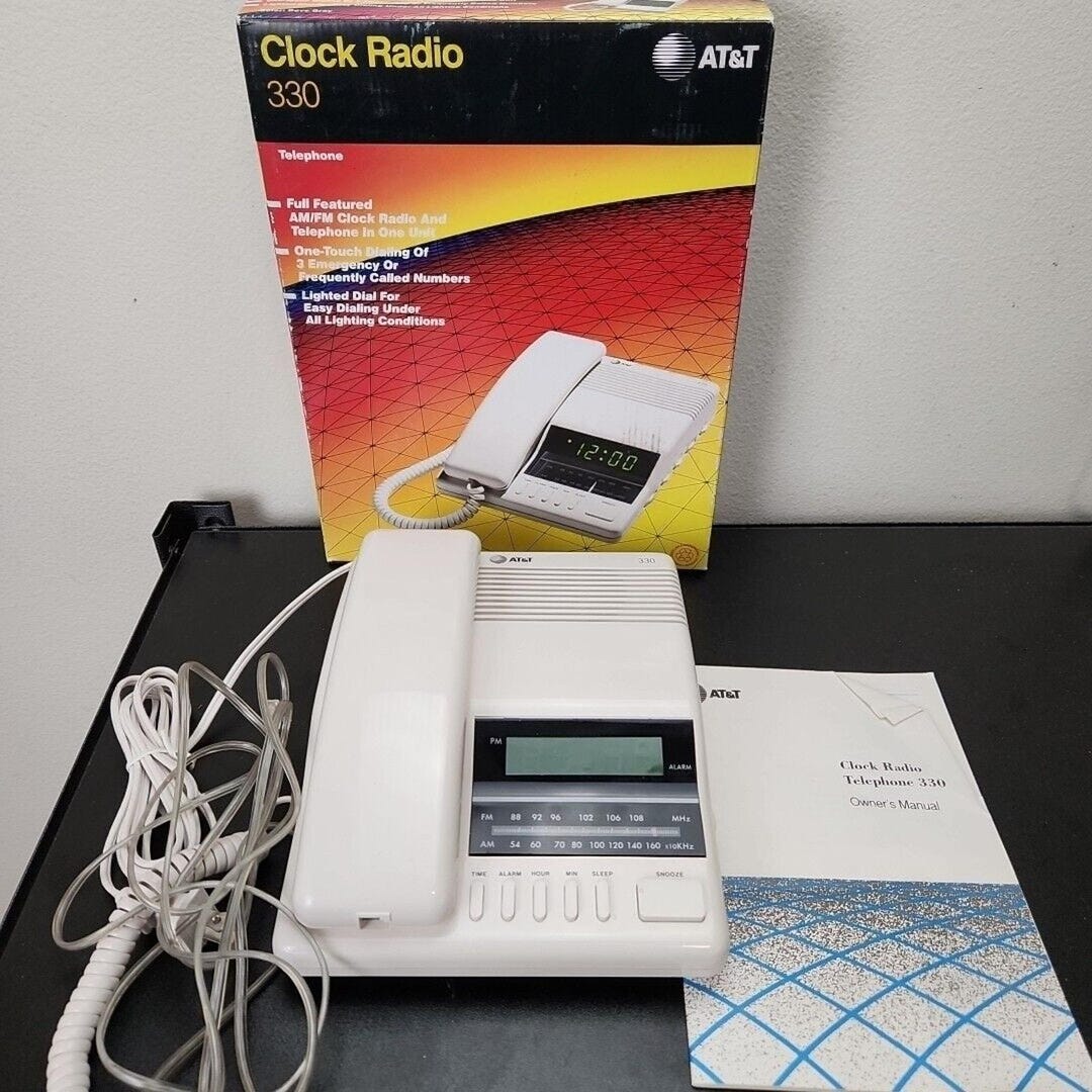 Vintage AT&T Model CRT 330 Desk Corded Telephone Digital Clock Alarm Am ...