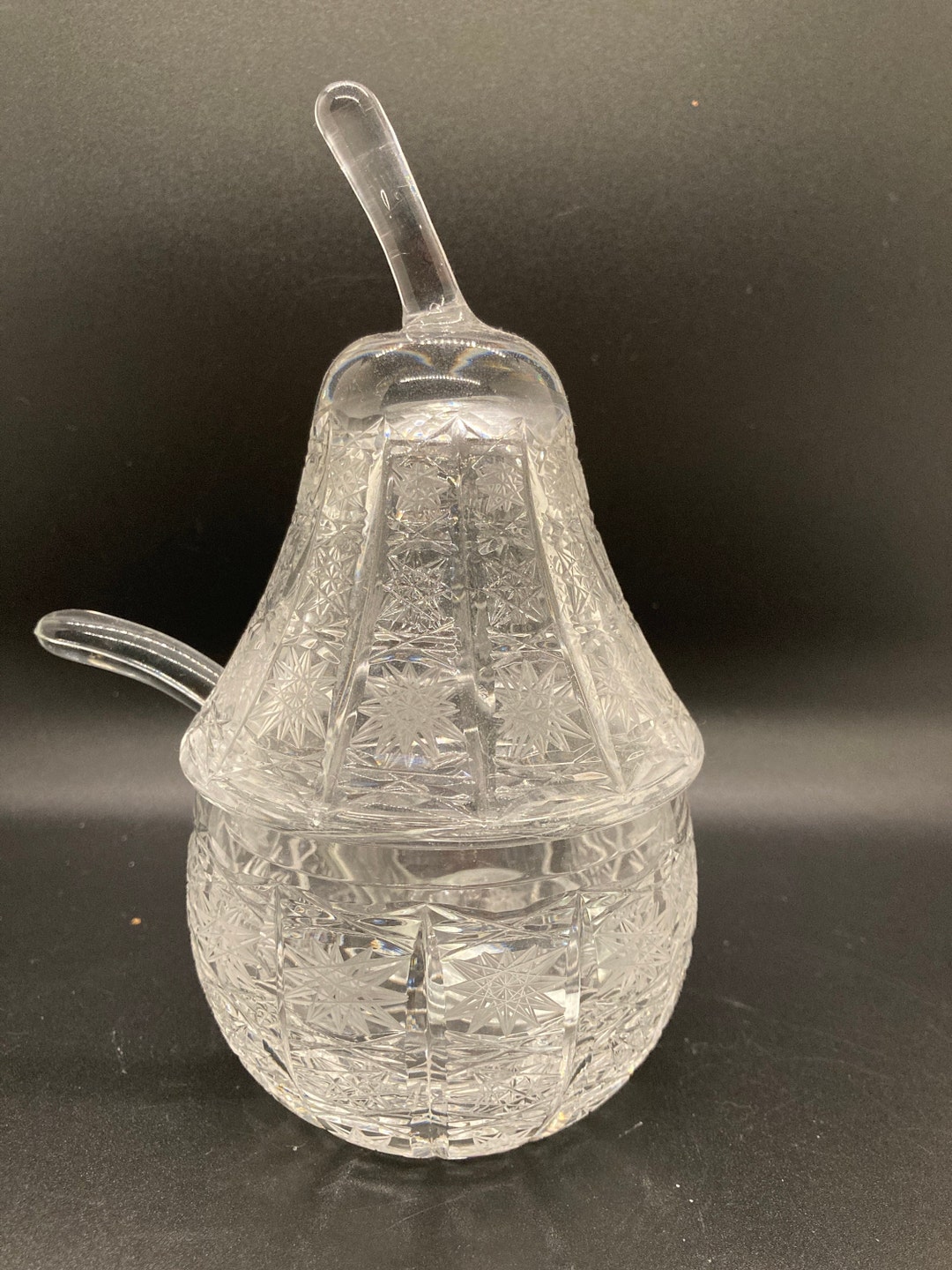 Vintage Crystal Pear Shaped Jam/jelly Jar Set - Etsy