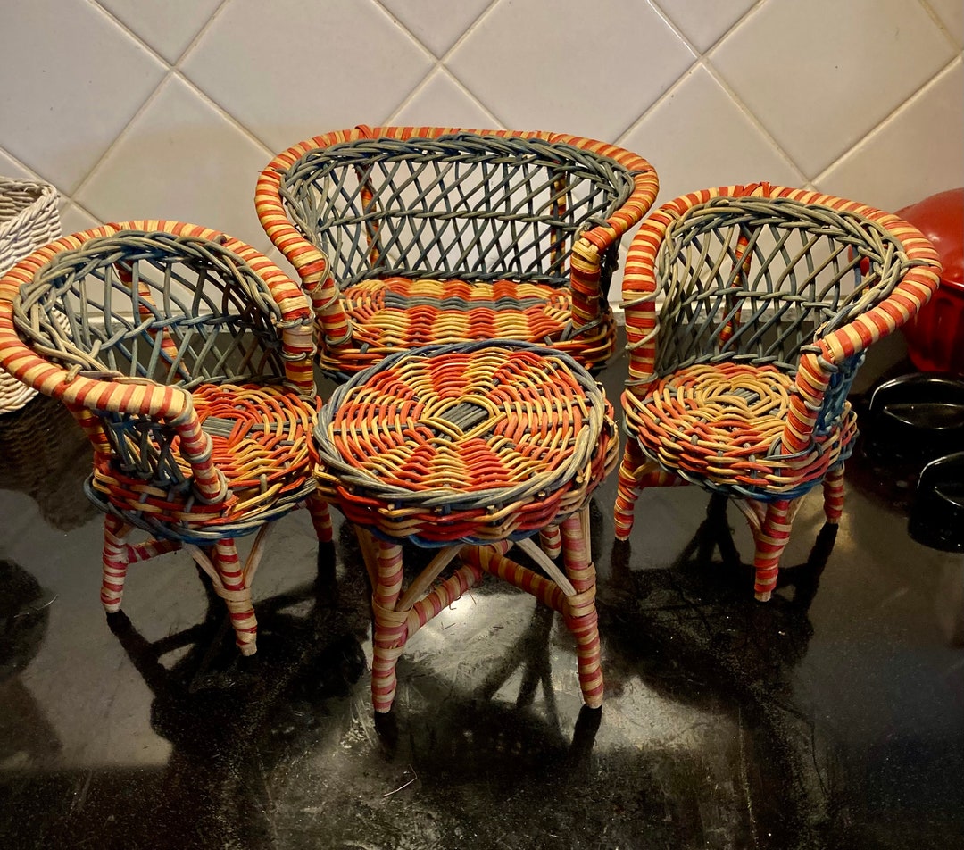 Childs Wicker Vintage Multi Color Furniture Set - Etsy