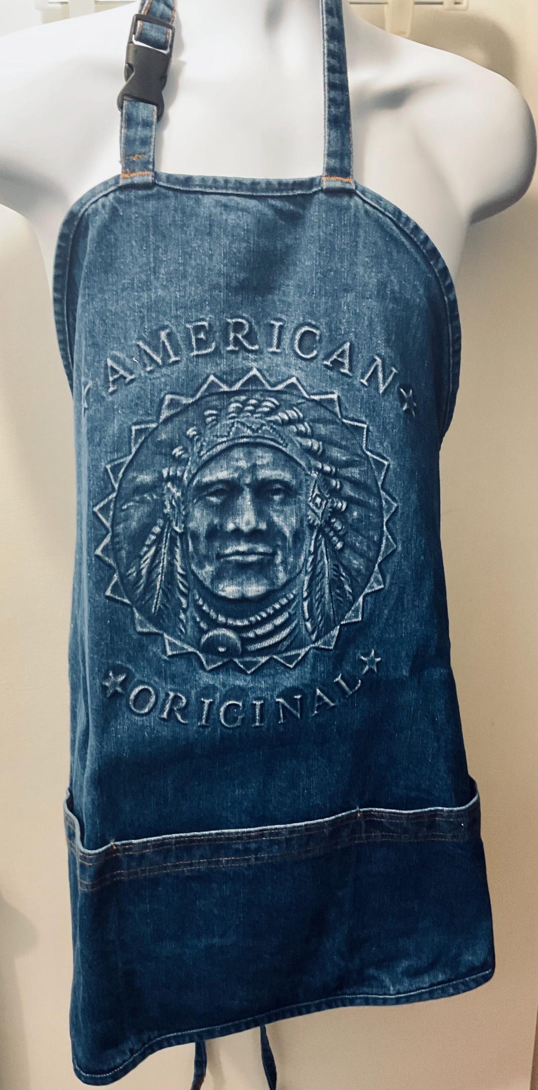 Vintage Native American “american Original” Embossed Denim Apron - Etsy