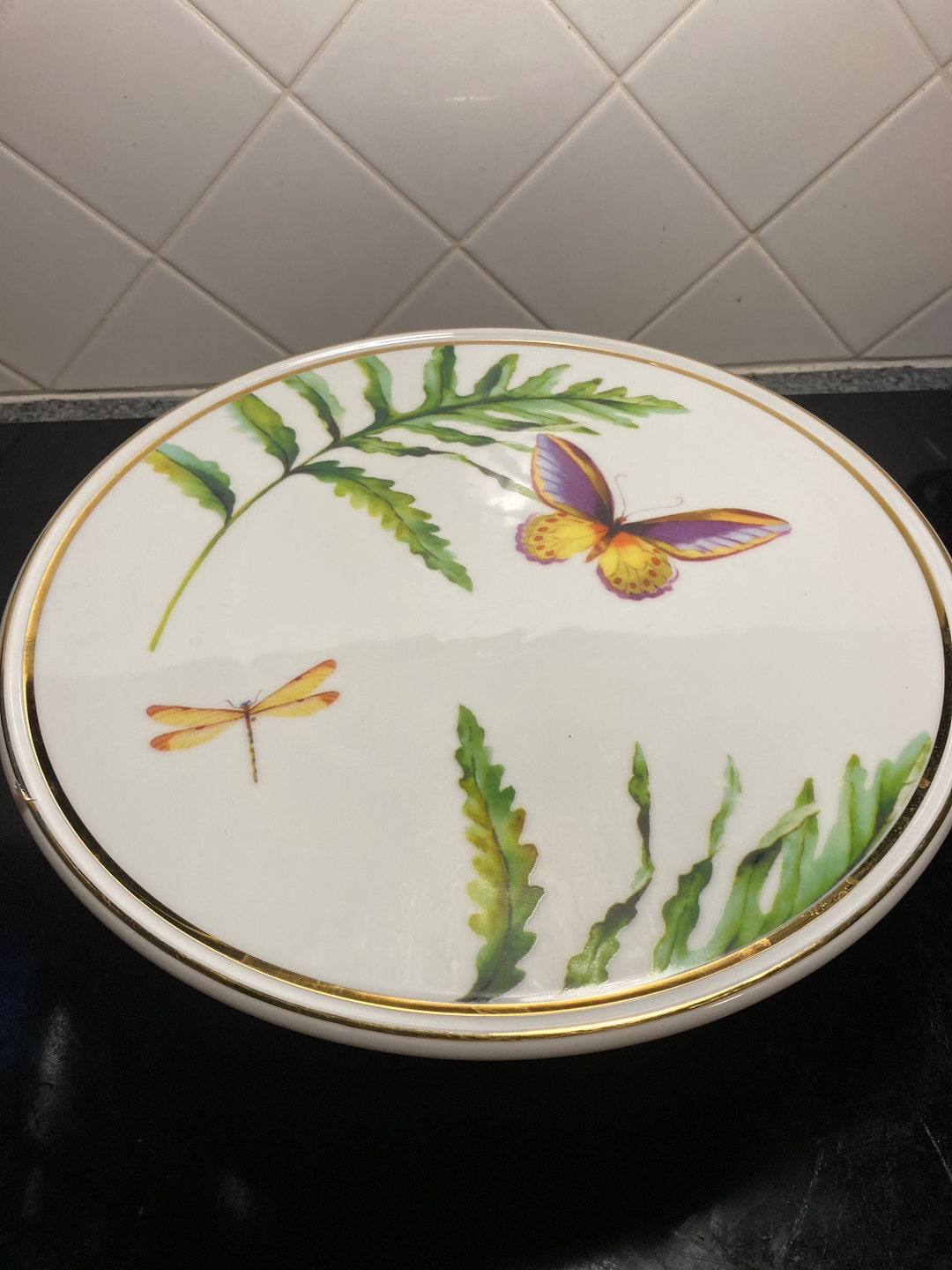 Vintage Charter Home Porcelain Cake Plate With Pedestal-butterfly ...