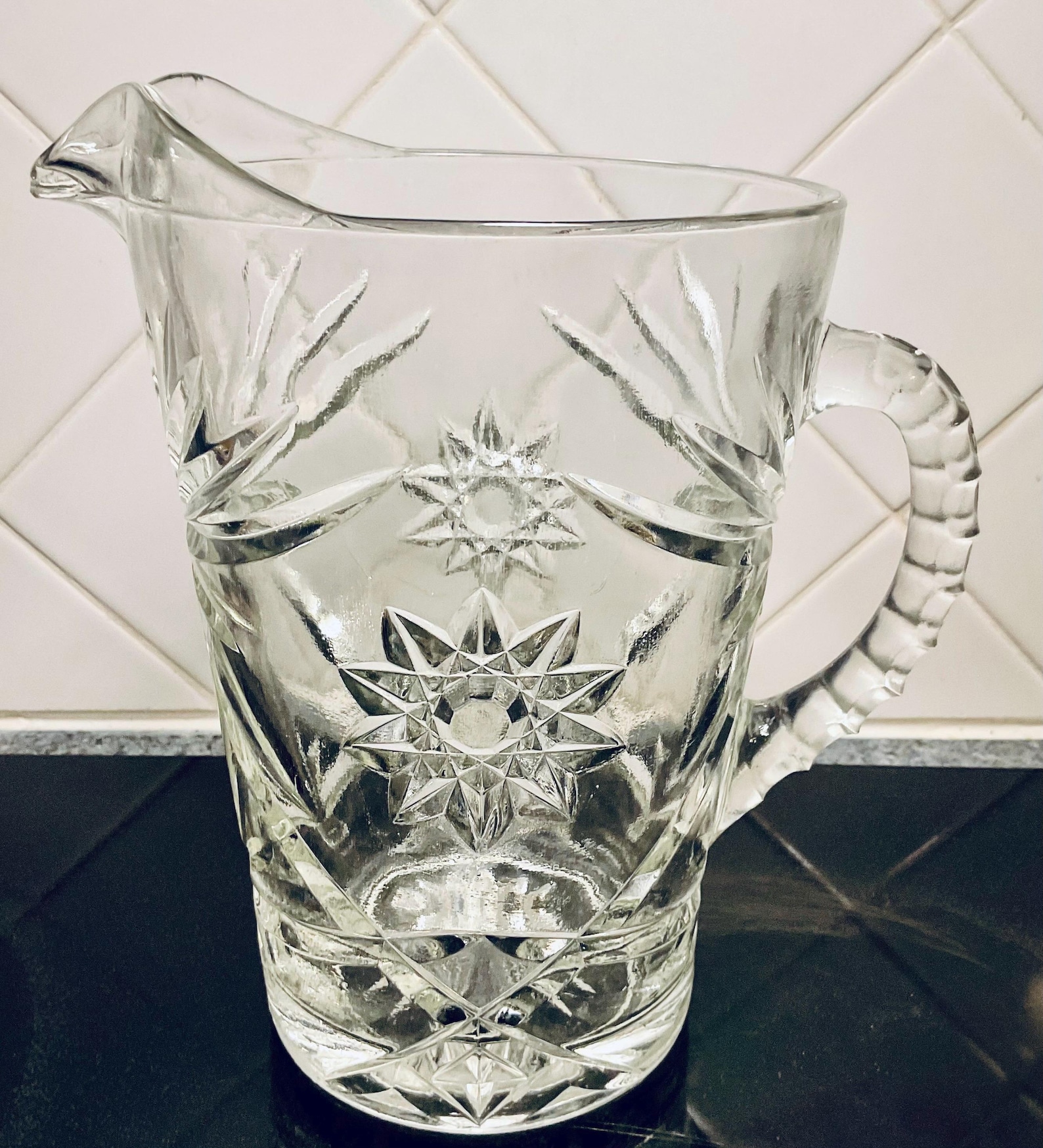 Vintage EAPC “star of David” Early American Crystal Glass Pitcher - Etsy
