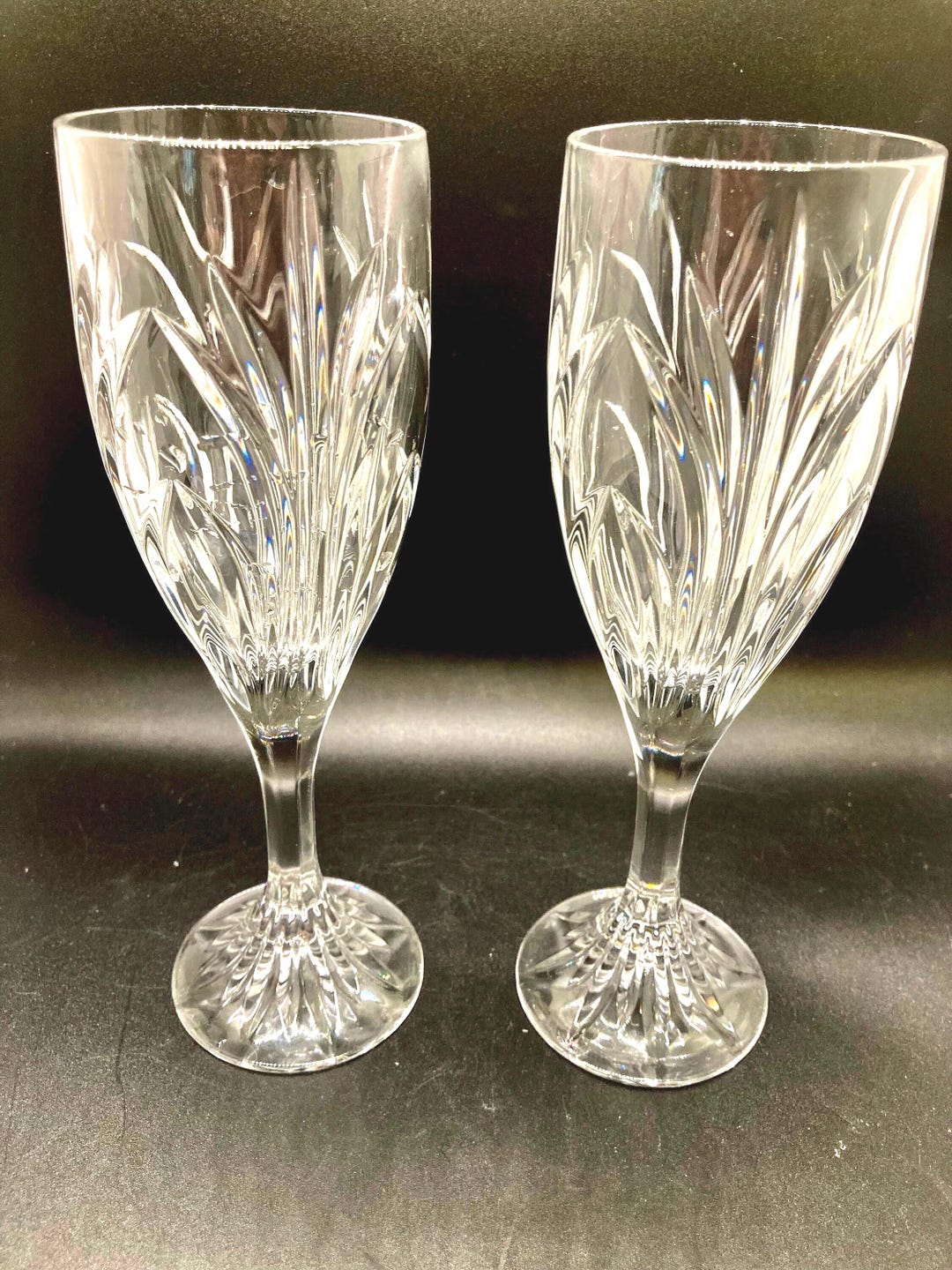 Crystal Clear Leaded Crystal Champagne Glasses - Elise Pattern, Set of ...