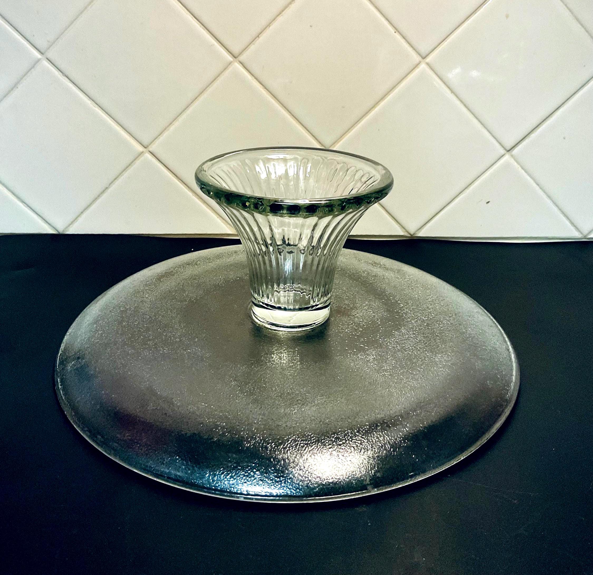Vintage Anchor Hocking Monaco 2 in 1 Ribbed Glass Cake Plate Dome Cover ...