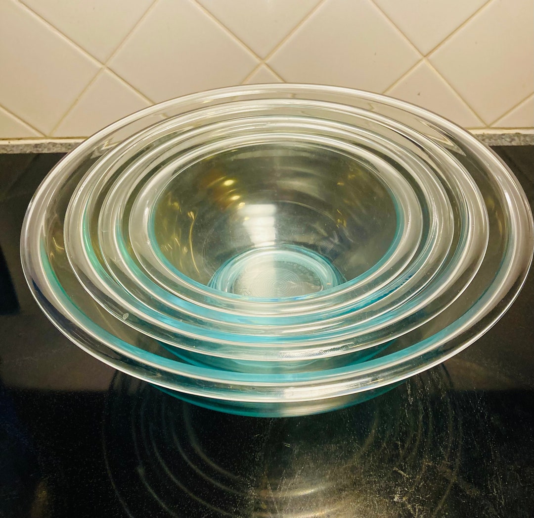 Pyrex Clear Ice Blue Set of 4 Nesting Bowls - Etsy