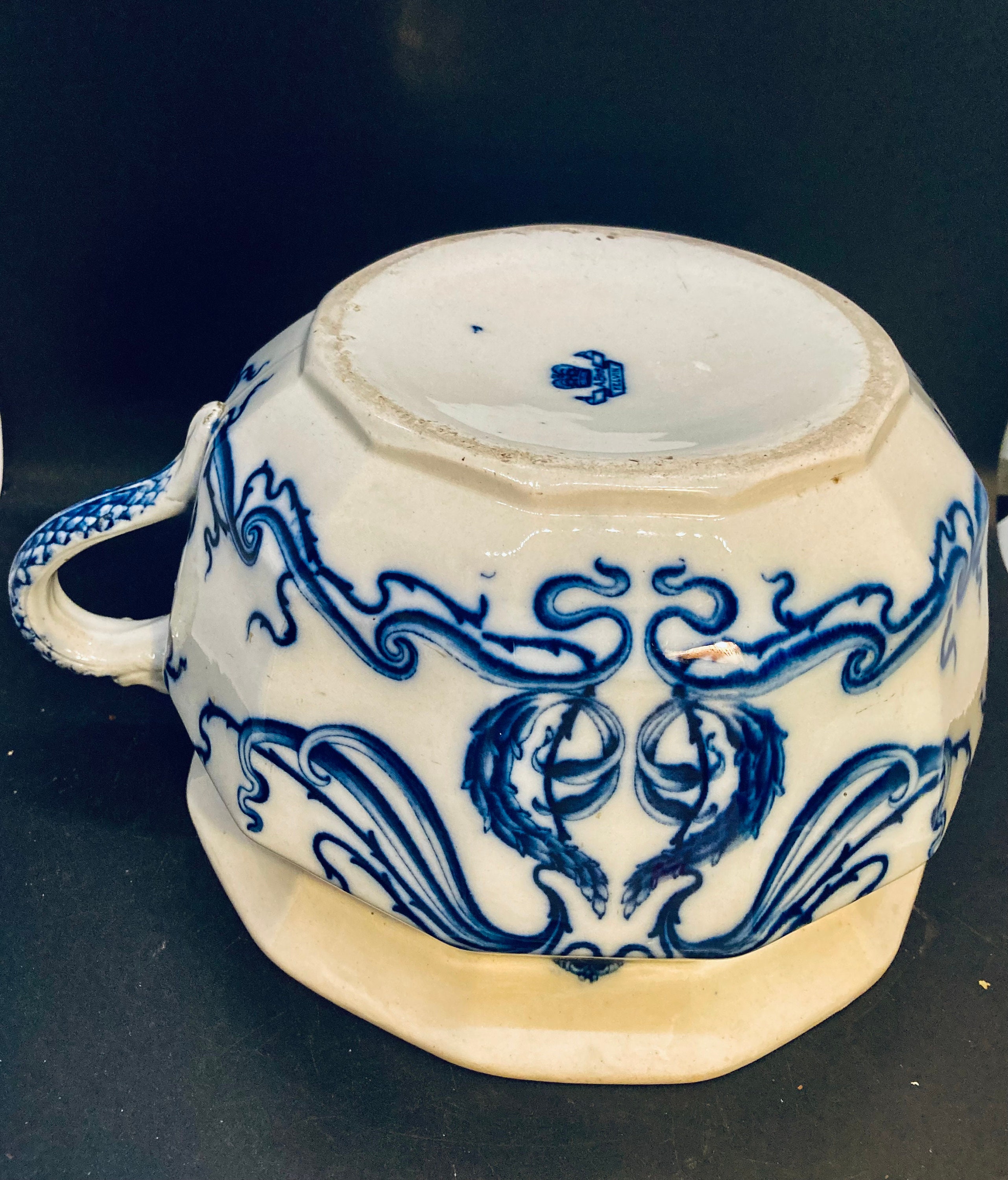 Vintage Flow Blue Stoneware Chamber Pot - Etsy