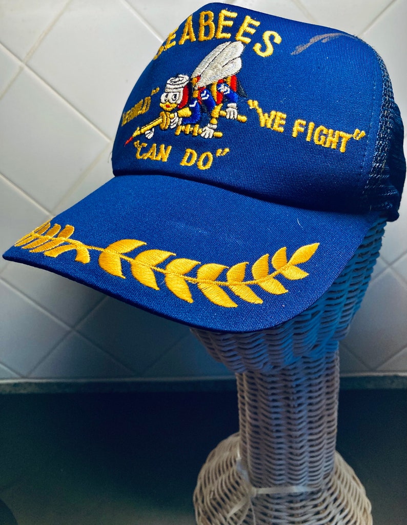 Vintage Embroidered US Navy Seabee Hat - Etsy