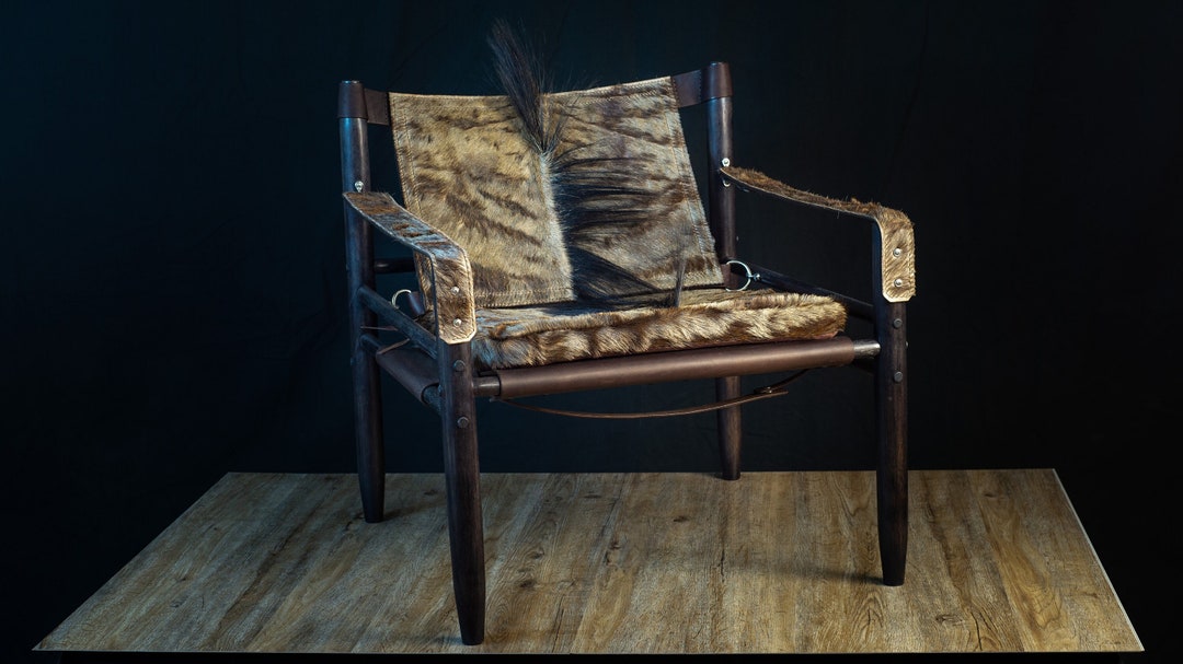 Wildebeest Hide Safari Chair - Etsy