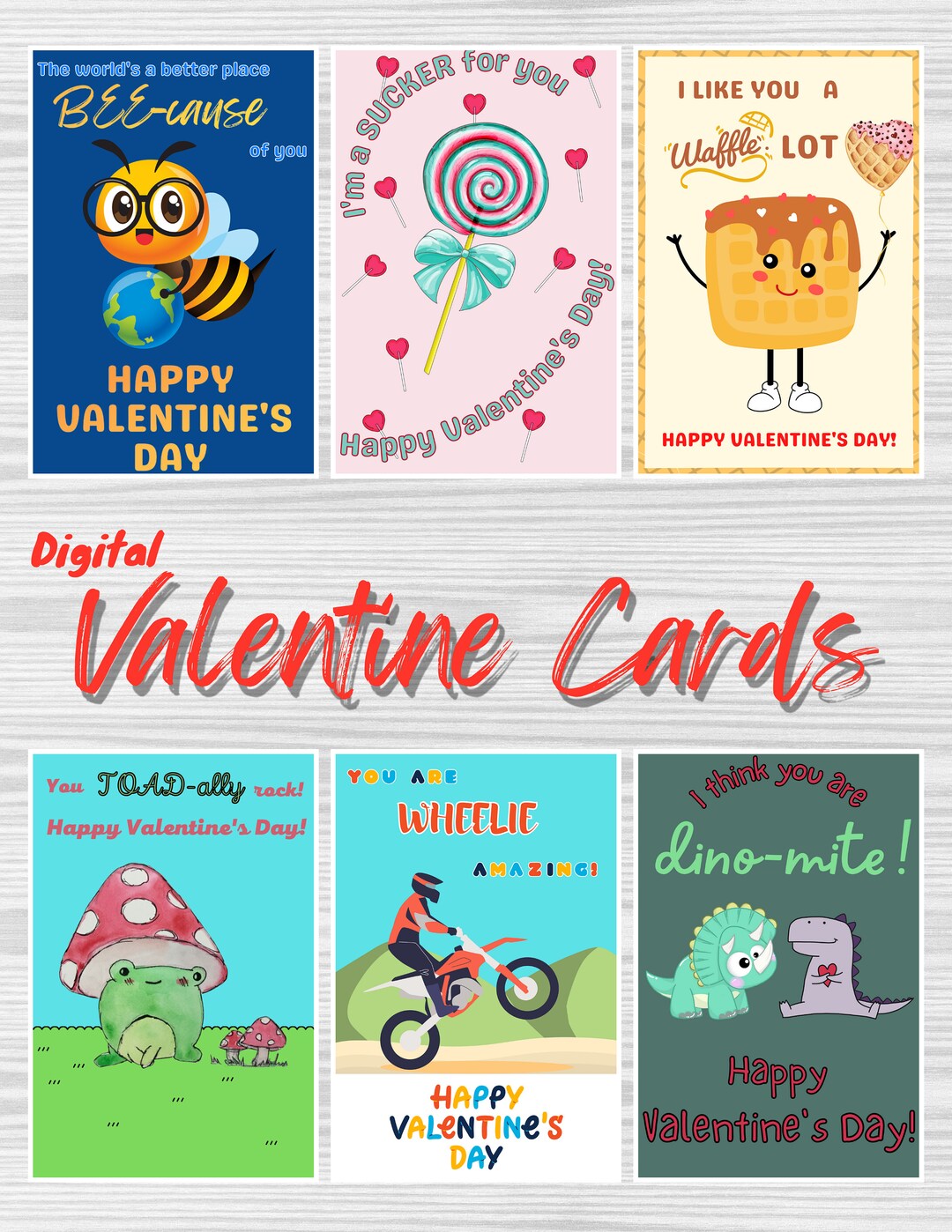 Printable Valentine's Cards for Kids. Instant Download Valentine's Day ...