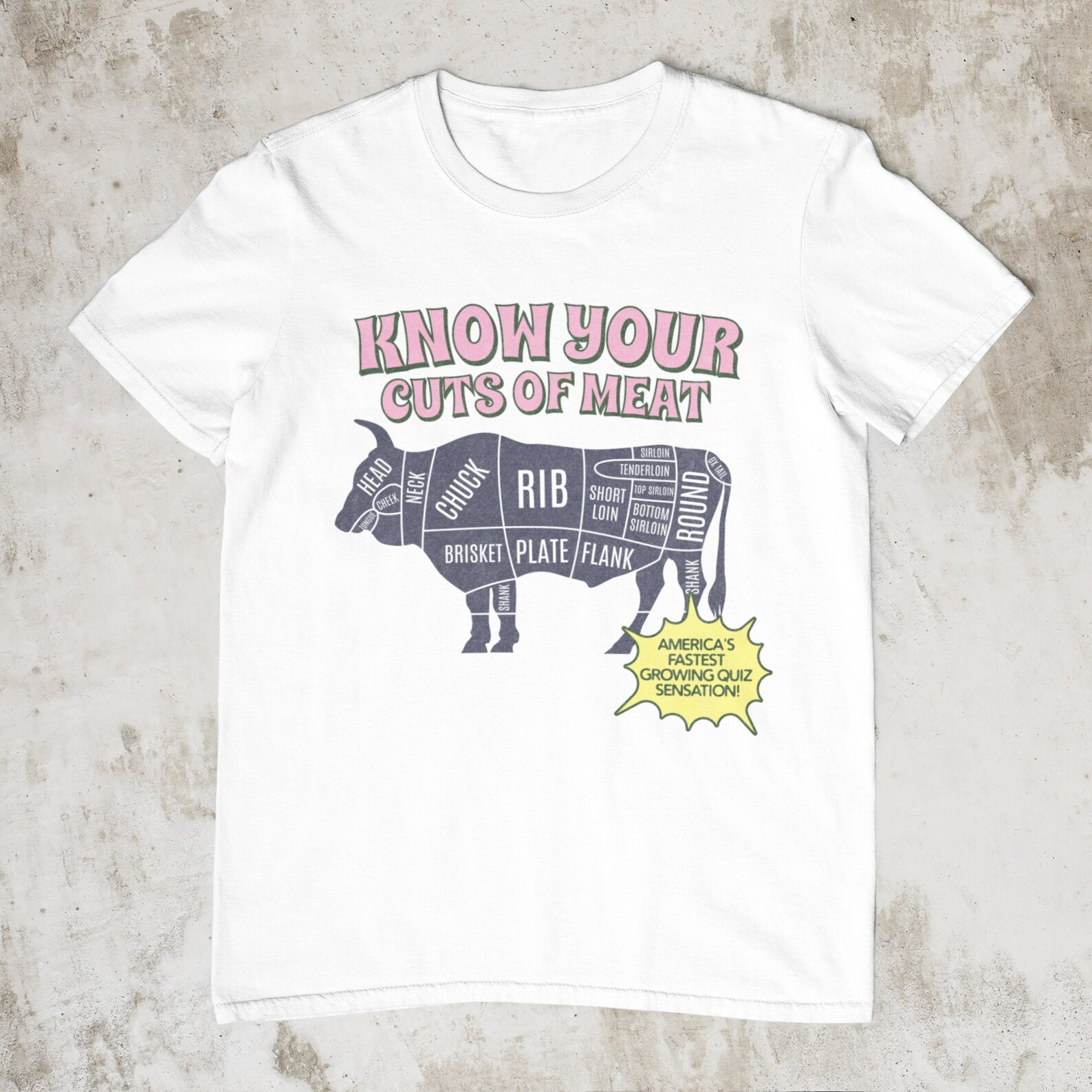Know Your Cuts of Meat T-shirt (white/sport Grey) - Etsy