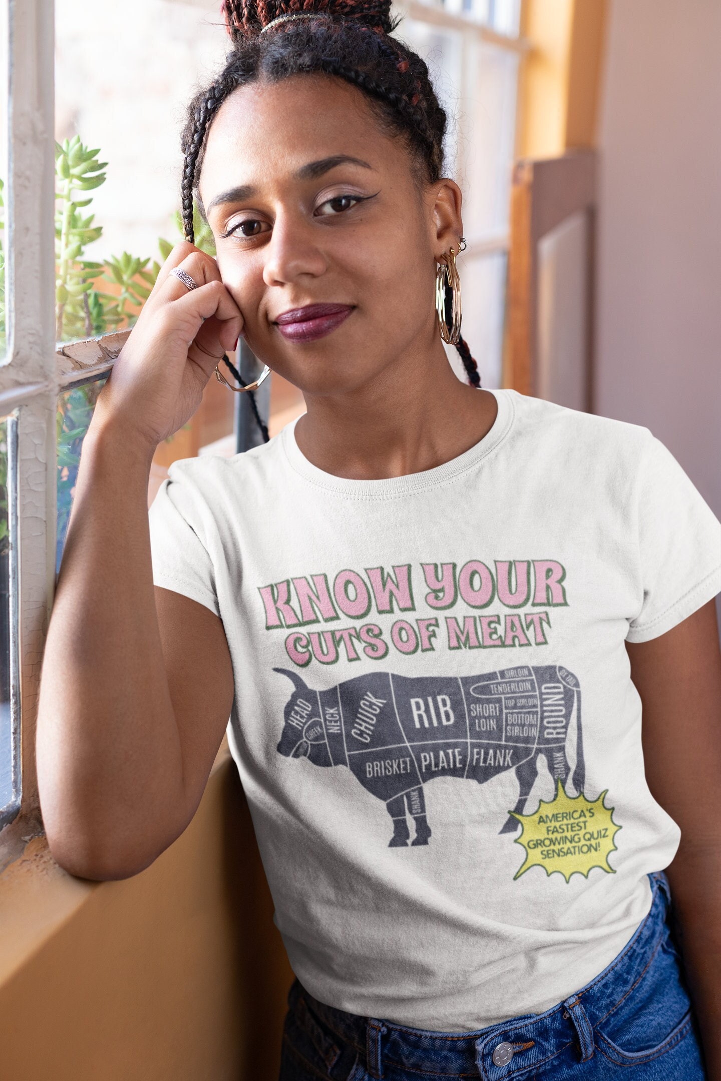 Know Your Cuts of Meat T-shirt (white/sport Grey) - Etsy