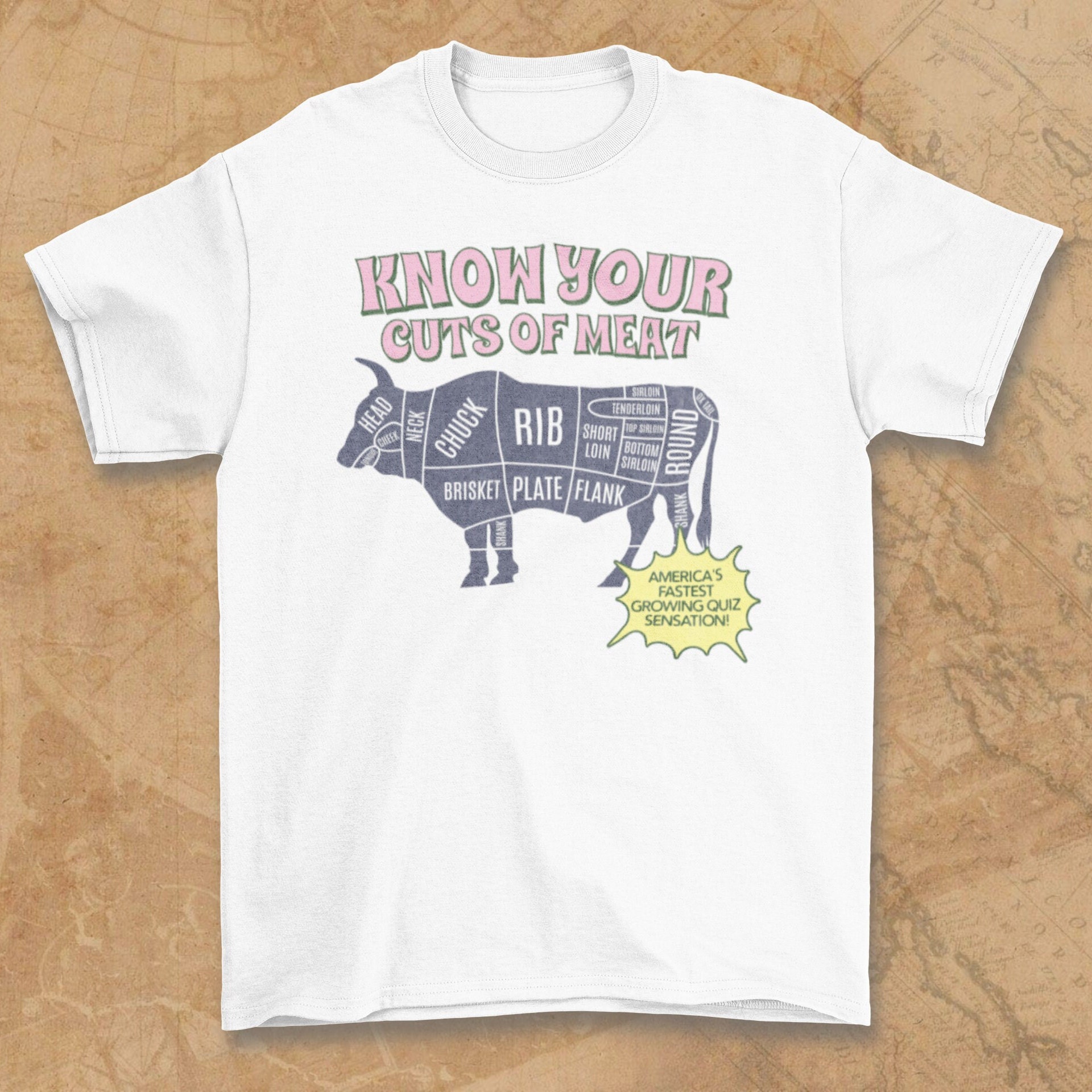 Know Your Cuts of Meat T-shirt (white/sport Grey) - Etsy