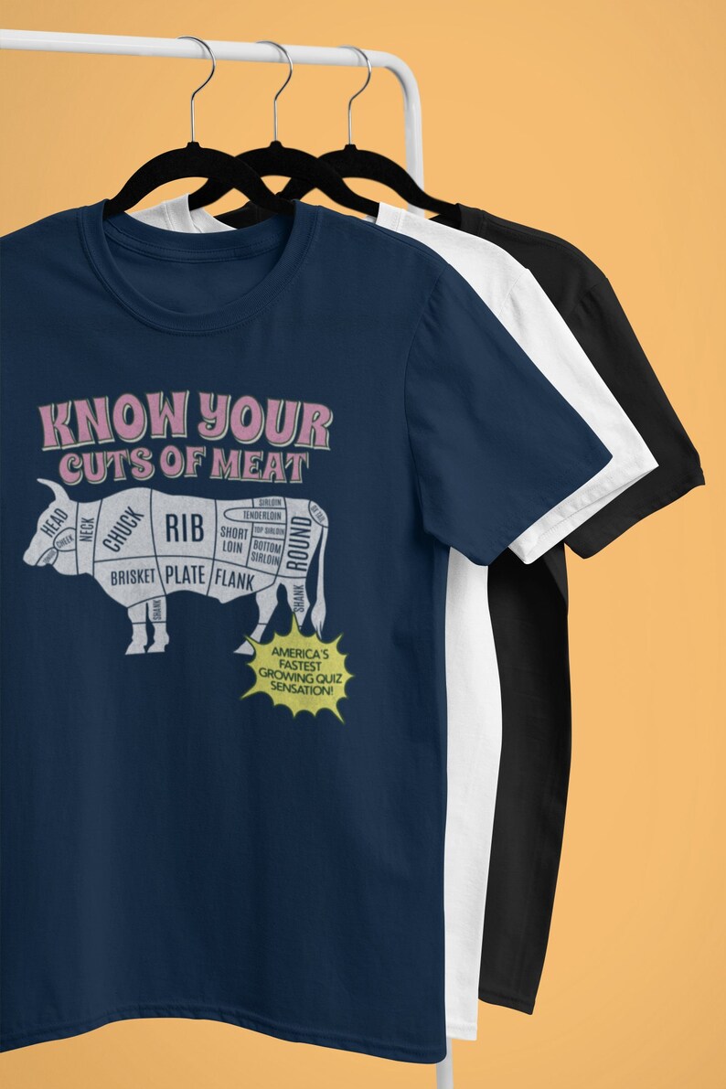Know Your Cuts of Meat T-shirt black/navy/dark Heather - Etsy