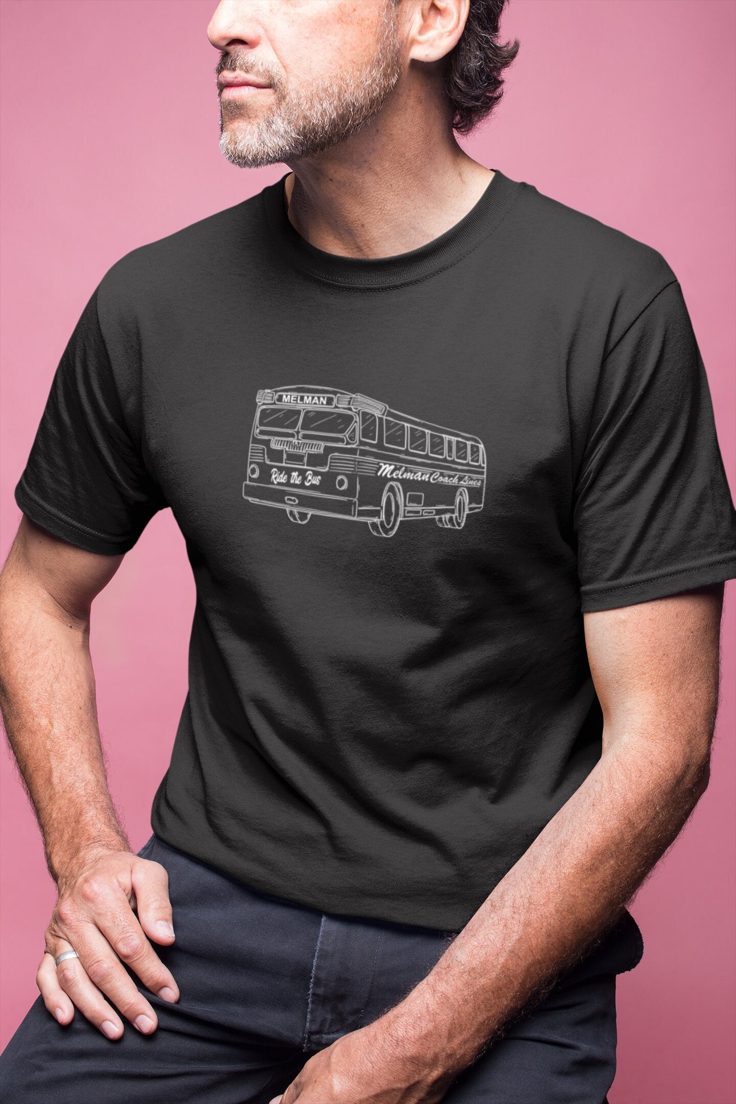 Melman Bus Lines T-shirt (black/navy/dark Heather) Bus Drawing Unisex ...