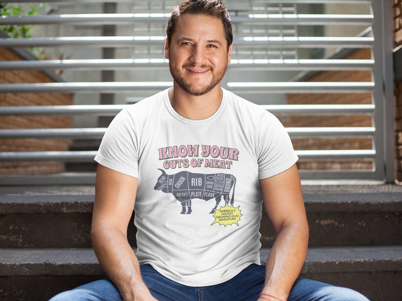 Know Your Cuts of Meat T-shirt (white/sport Grey) - Etsy