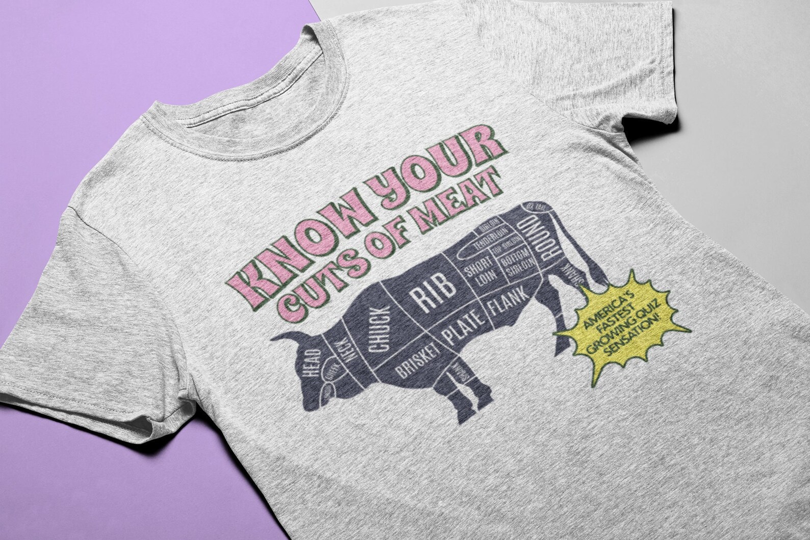 Know Your Cuts of Meat T-shirt (white/sport Grey) - Etsy