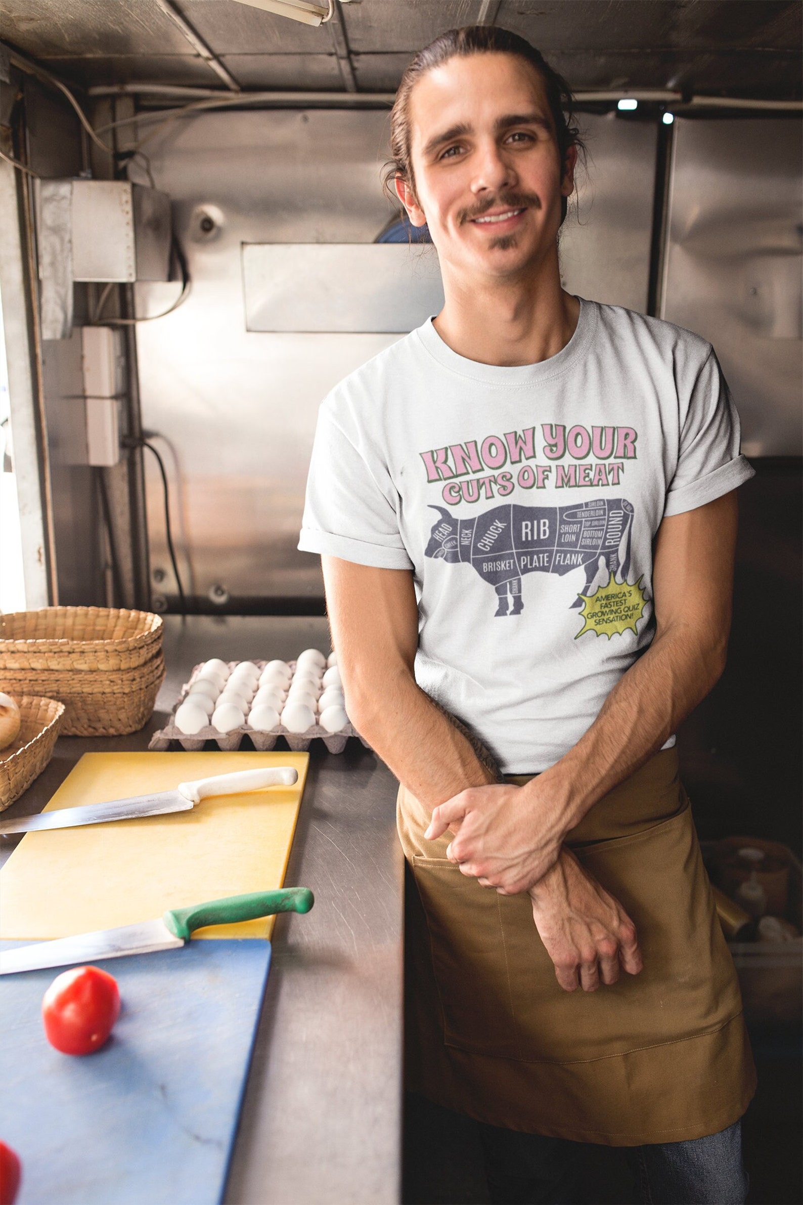 Know Your Cuts of Meat T-shirt (white/sport Grey) - Etsy