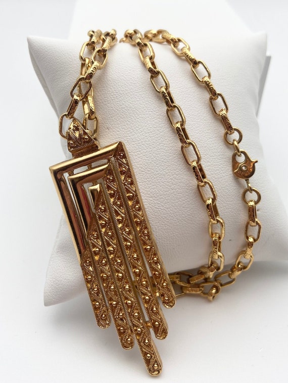Vintage Monet Goldtone Art Deco Huge Diamond Shaped O… Gem