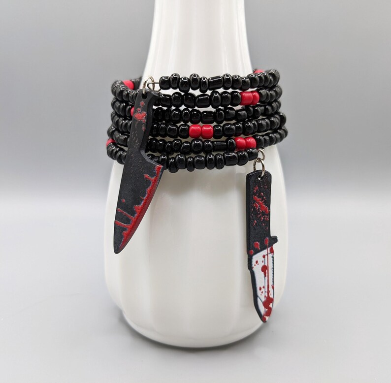 Bloody Slasher Bracelet Blood Splatter Knife Charms True Crime Horror ...