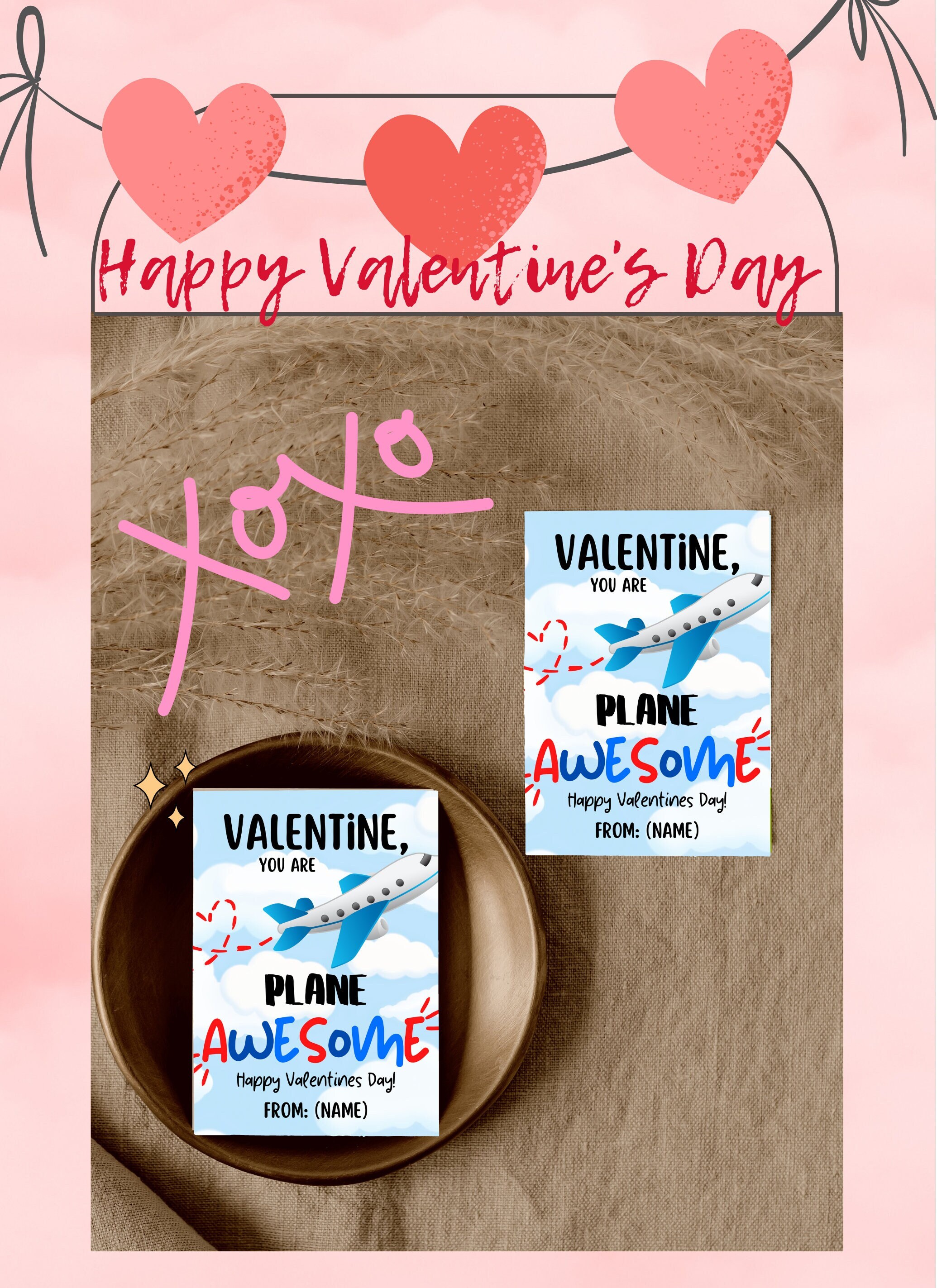 Editable Airplane Valentine's Day Valentine You Are Plane Awesome ...