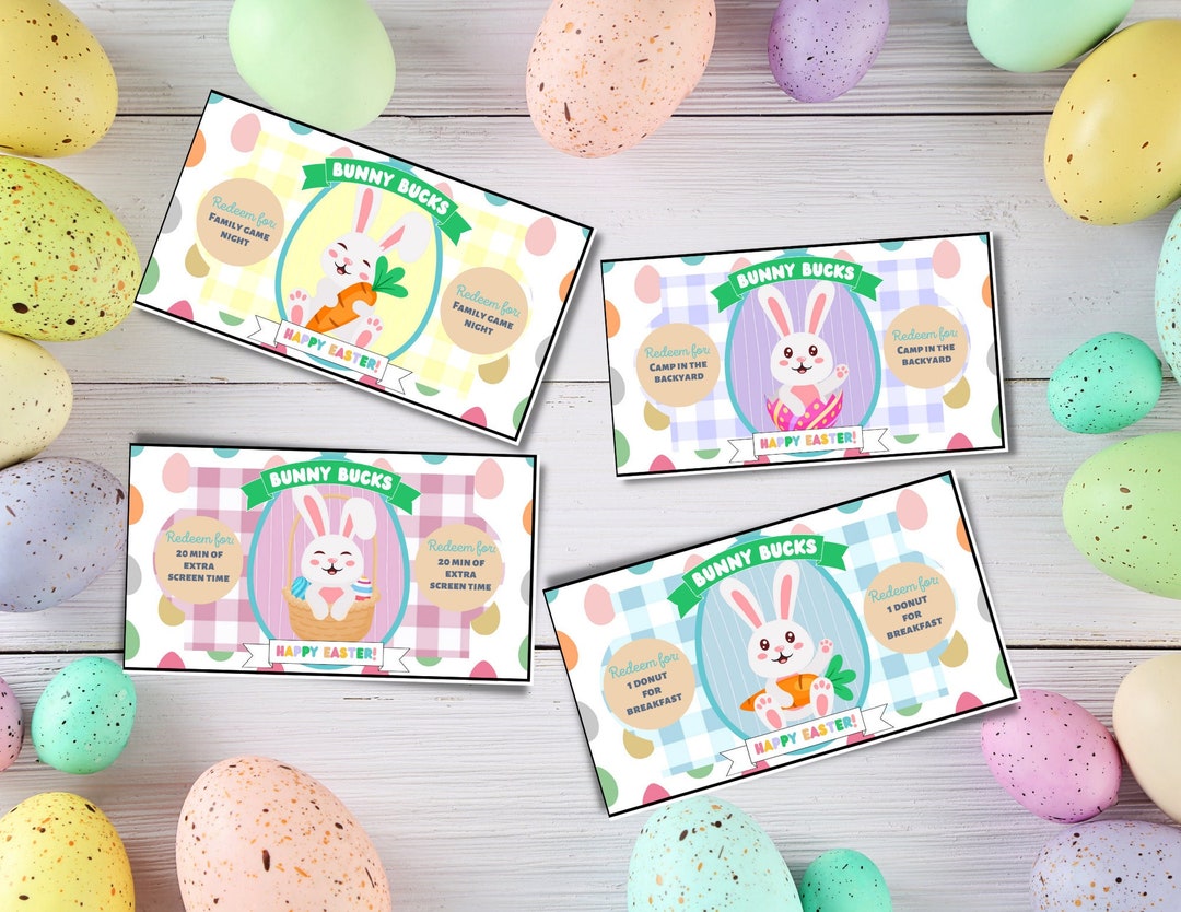 Happy Easter Egg Coupons Printable, Bunny Bucks Non Candy Easter Egg ...