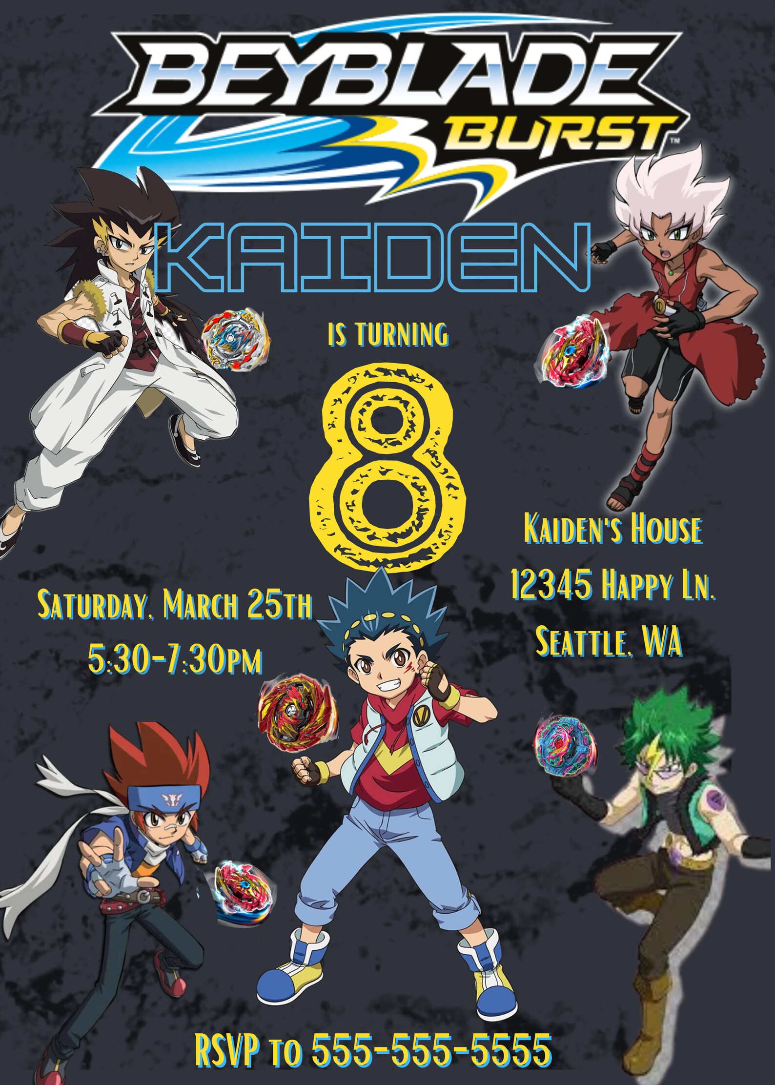 Beyblade Birthday Invitation Template, Kids Party Invite (digital) - Etsy